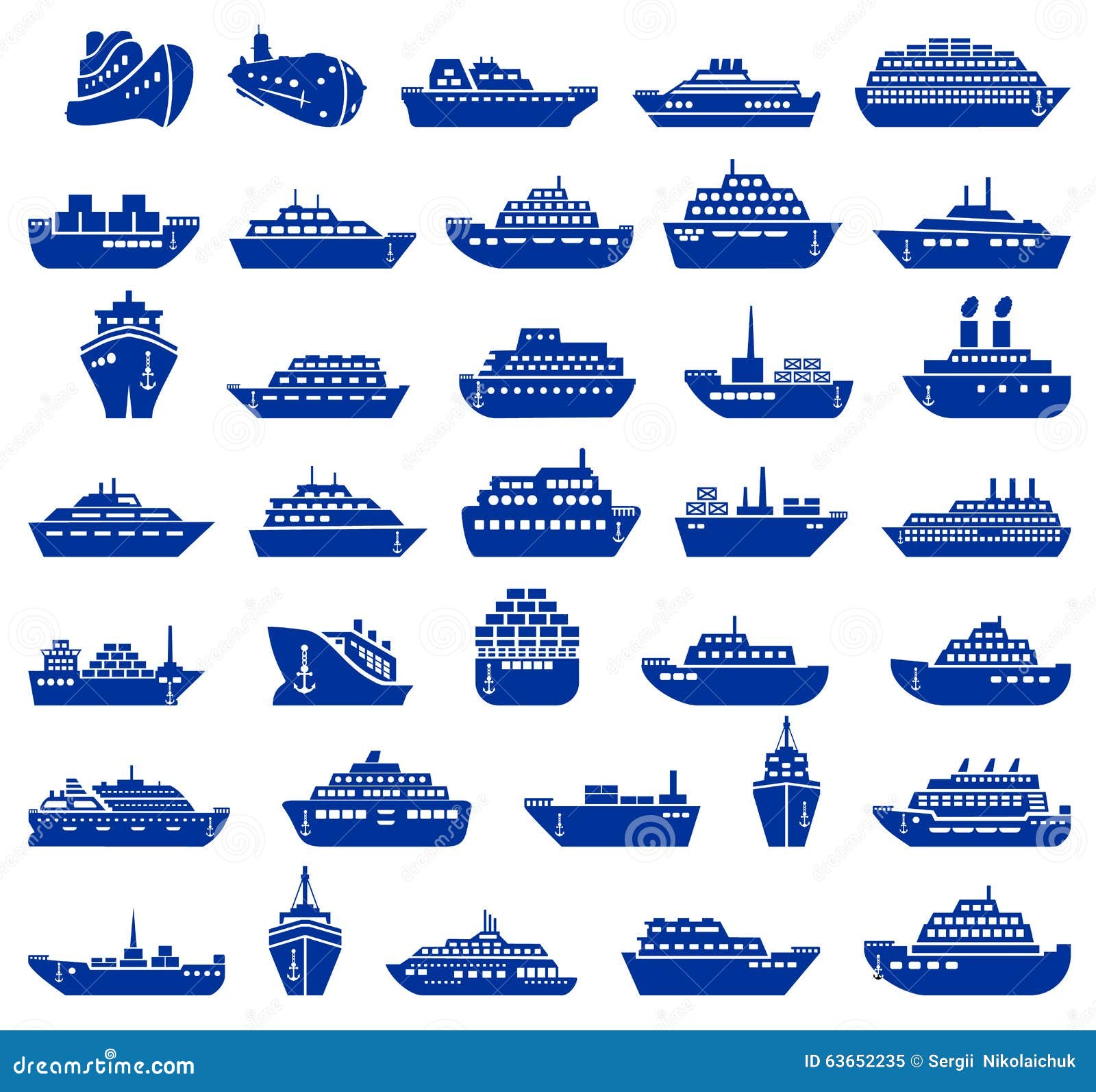 Ship and boat icon set. stock vector. Illustration of yacht - 63652235