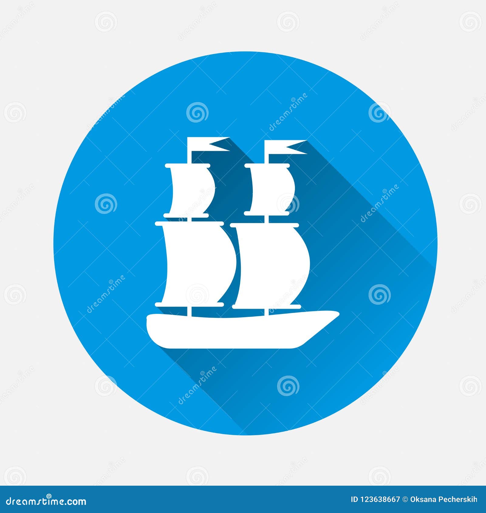 Ship, Boat. Sail Ship on Blue Background Stock Vector - Illustration of ...