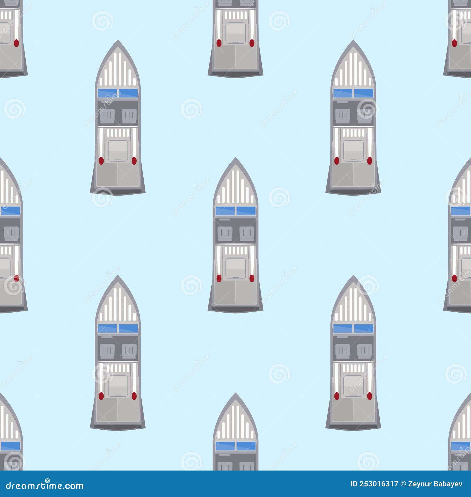 Ship or Boat with Top View Seamless Pattern Stock Vector - Illustration ...