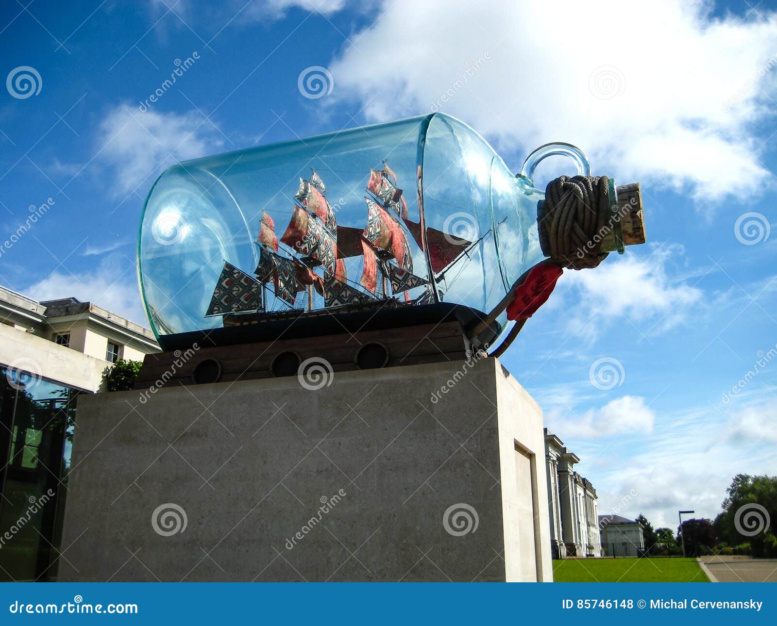 Ship in a Bottle Symbolic Statue in Front of Museum in England Great ...