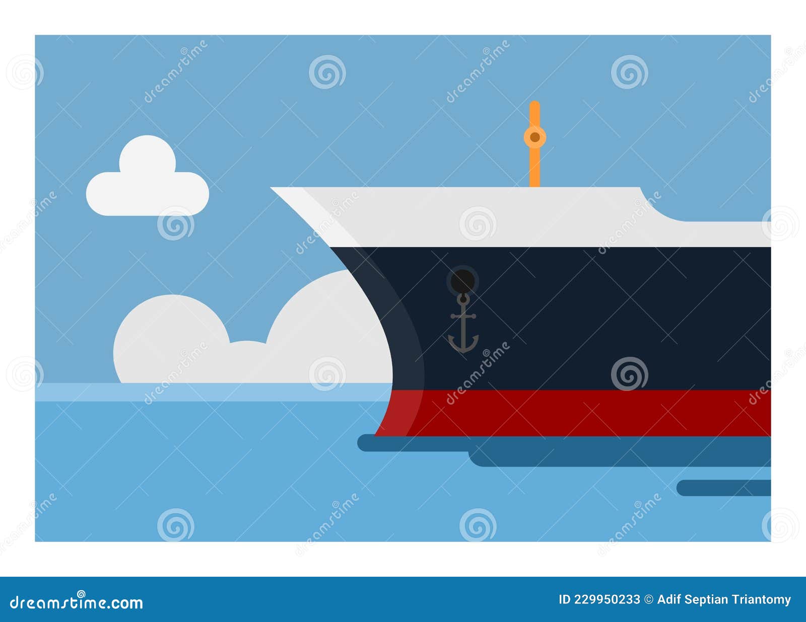 Ship Bow. Front Part of a Ship Sailing on the Sea. Simple Flat ...