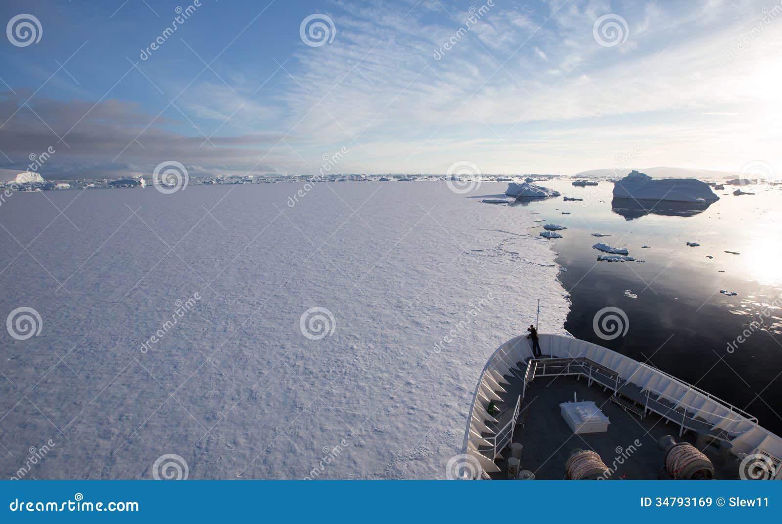Ship Breaking Ice in Antarctica Stock Image - Image of light, cold ...