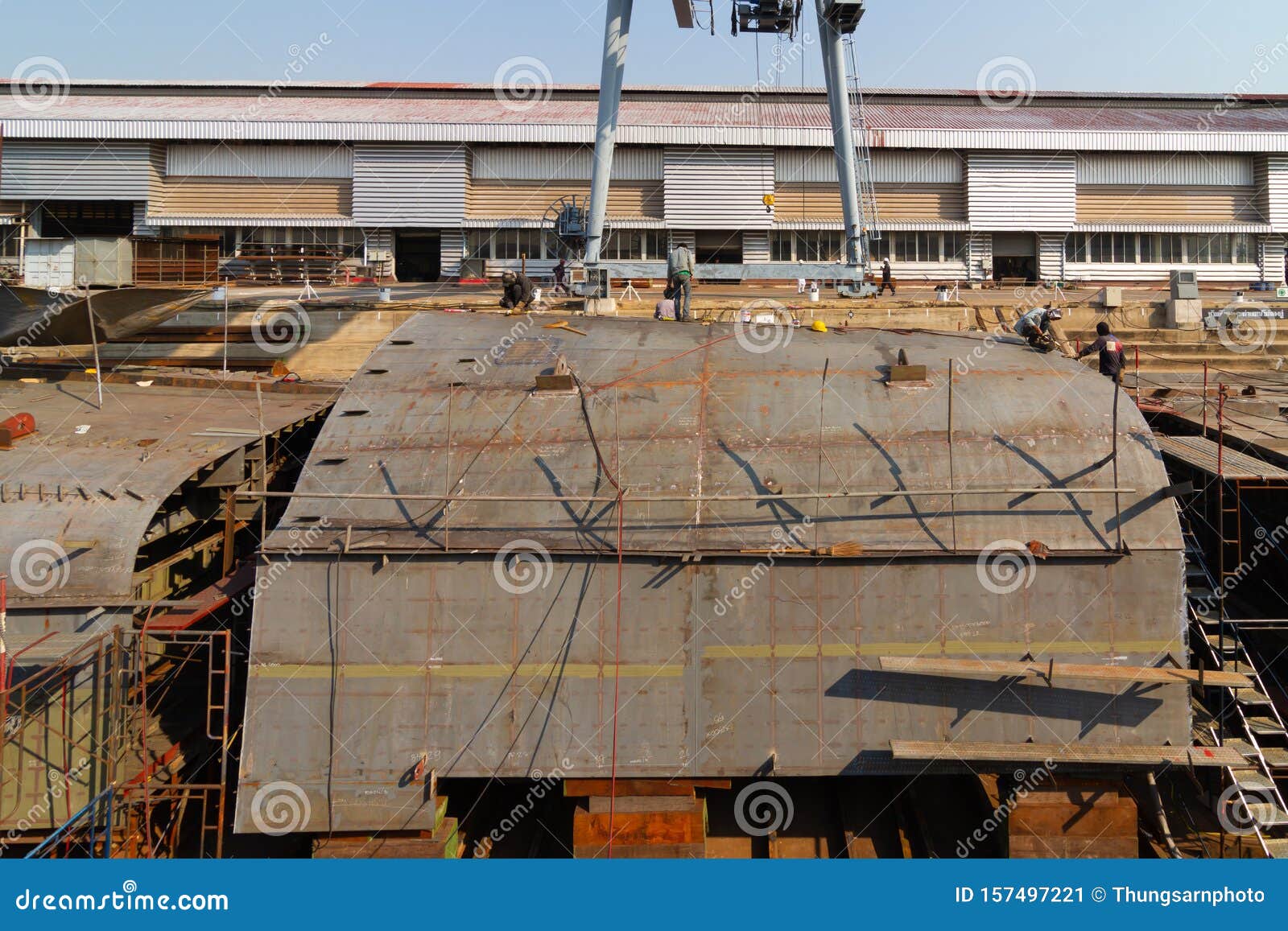 Ship Building Inside of Dry Dock Stock Image - Image of power, harbor ...