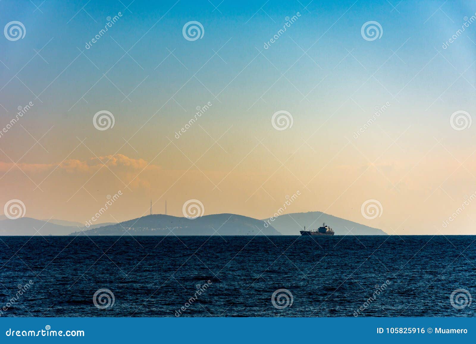 Ship on the calm sea stock photo. Image of water, boat - 105825916