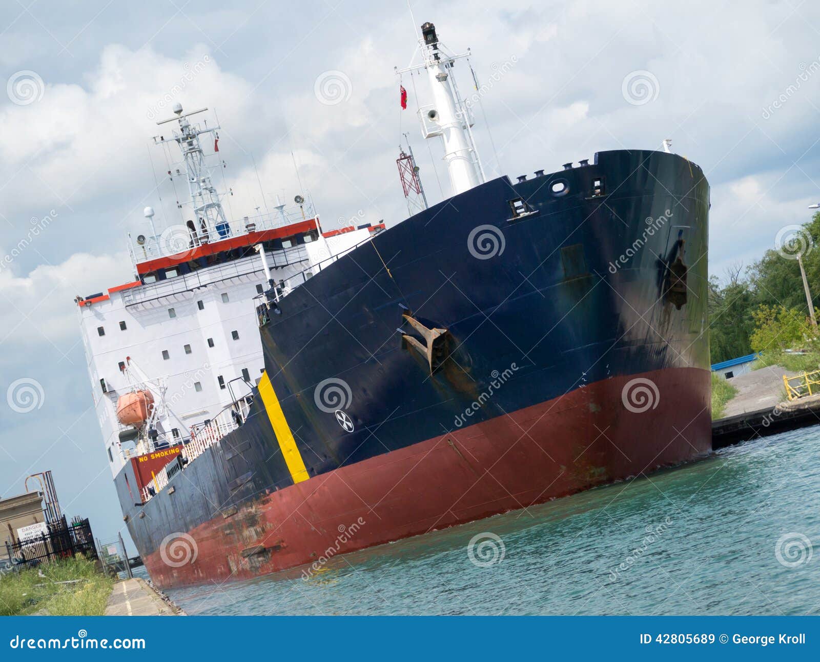 Ship in Canal Front view stock image. Image of water - 42805689