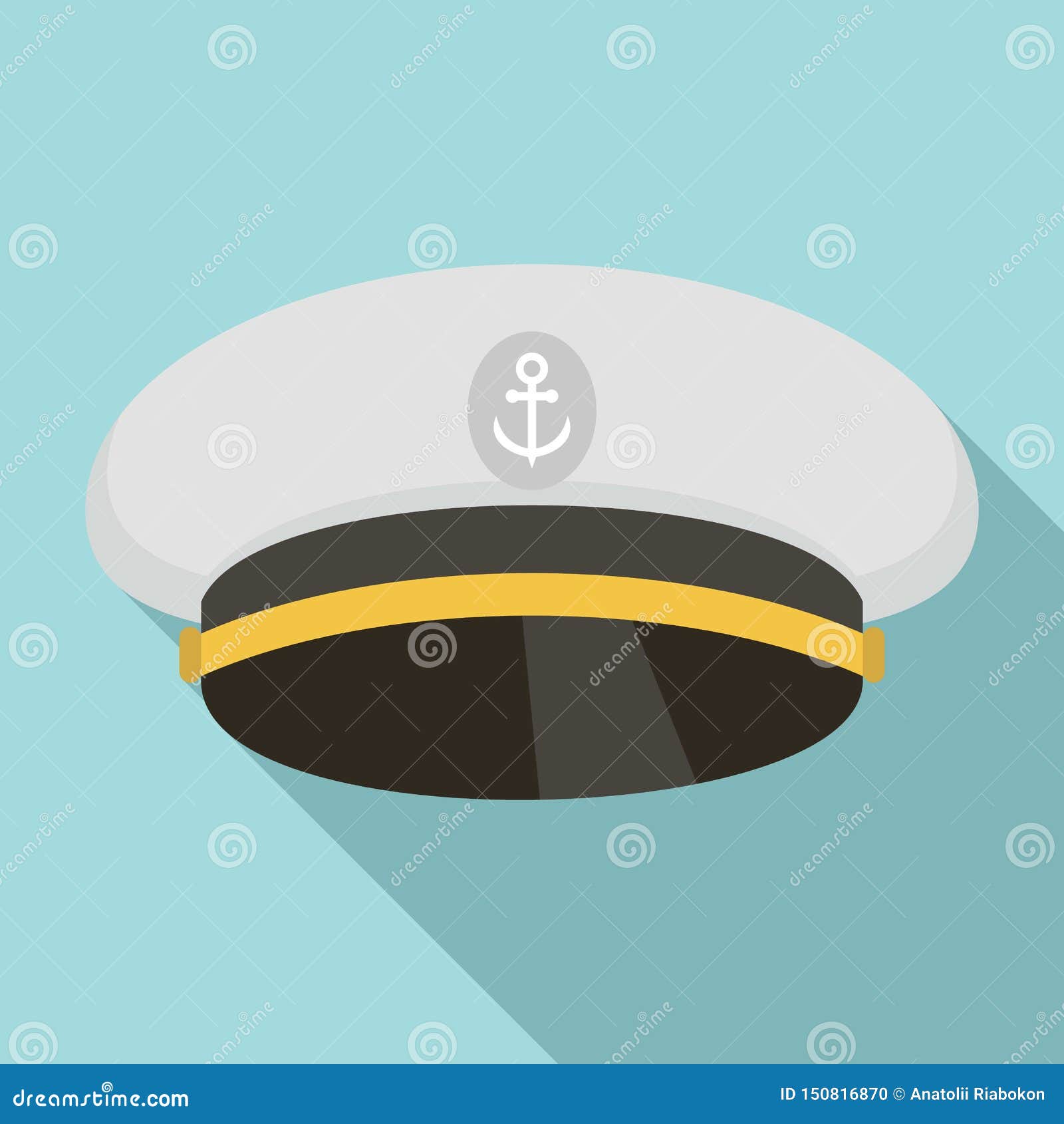Ship Captain Cap Icon, Flat Style Stock Vector - Illustration of sail ...