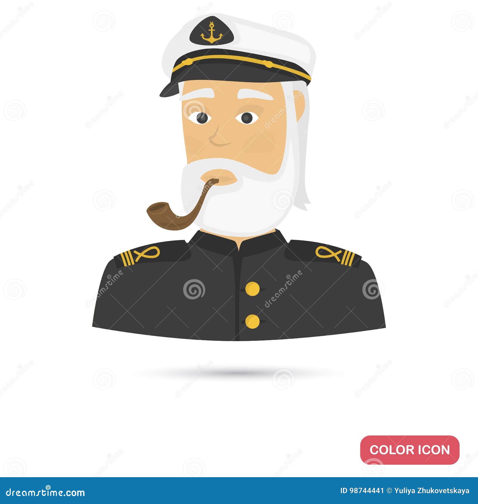 Ship Captain Color Flat Icon for Web and Mobile Design Stock Vector ...