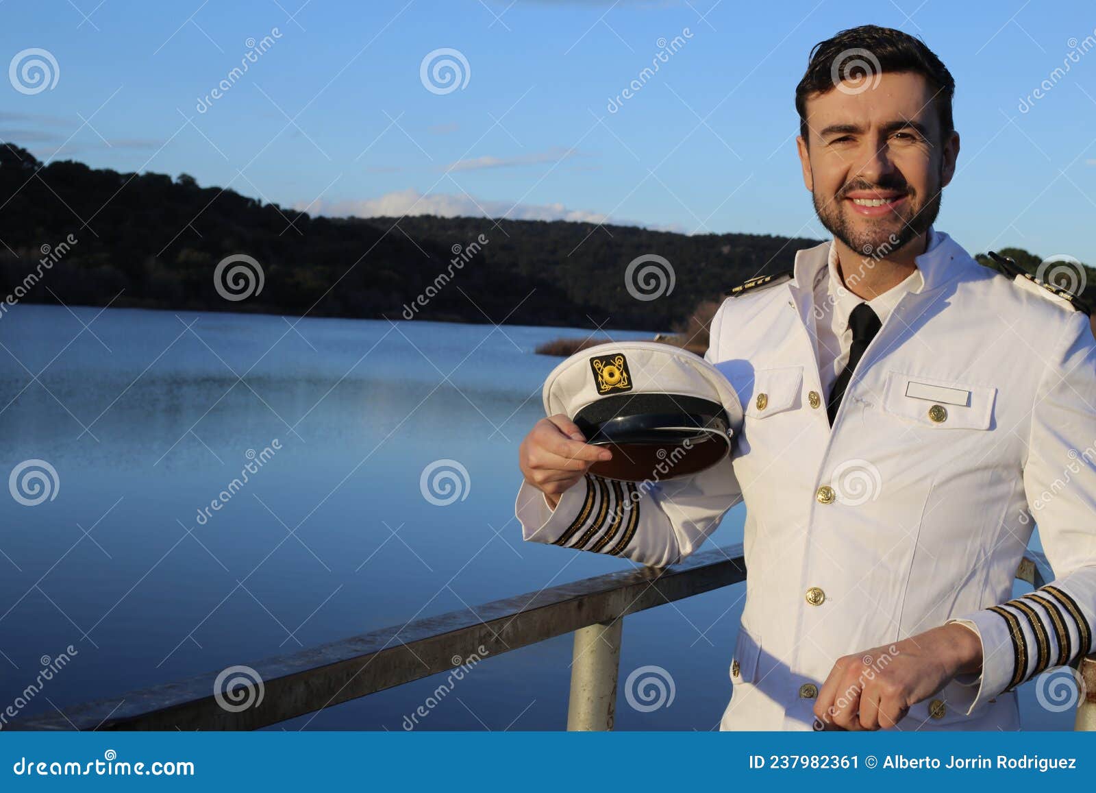 Ship Captain with Elegant Uniform Stock Image - Image of boat, deck ...