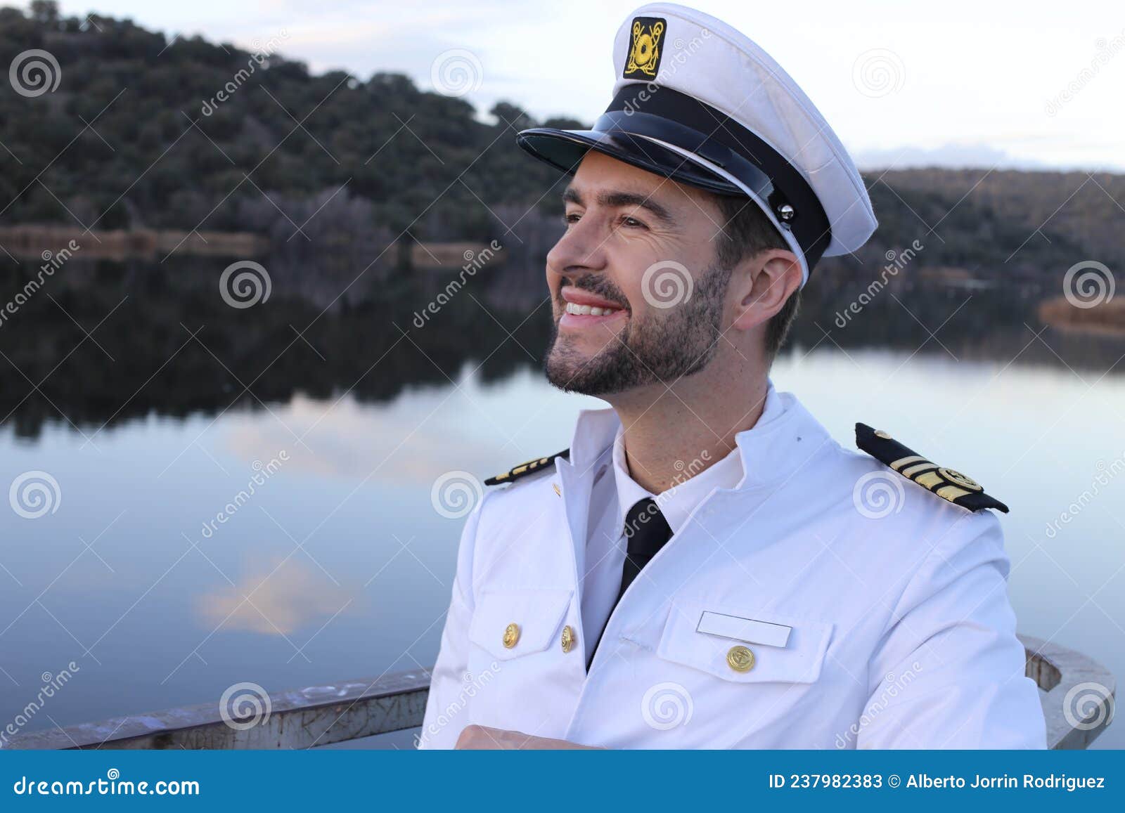 Ship Captain with Elegant Uniform Stock Image - Image of deck ...
