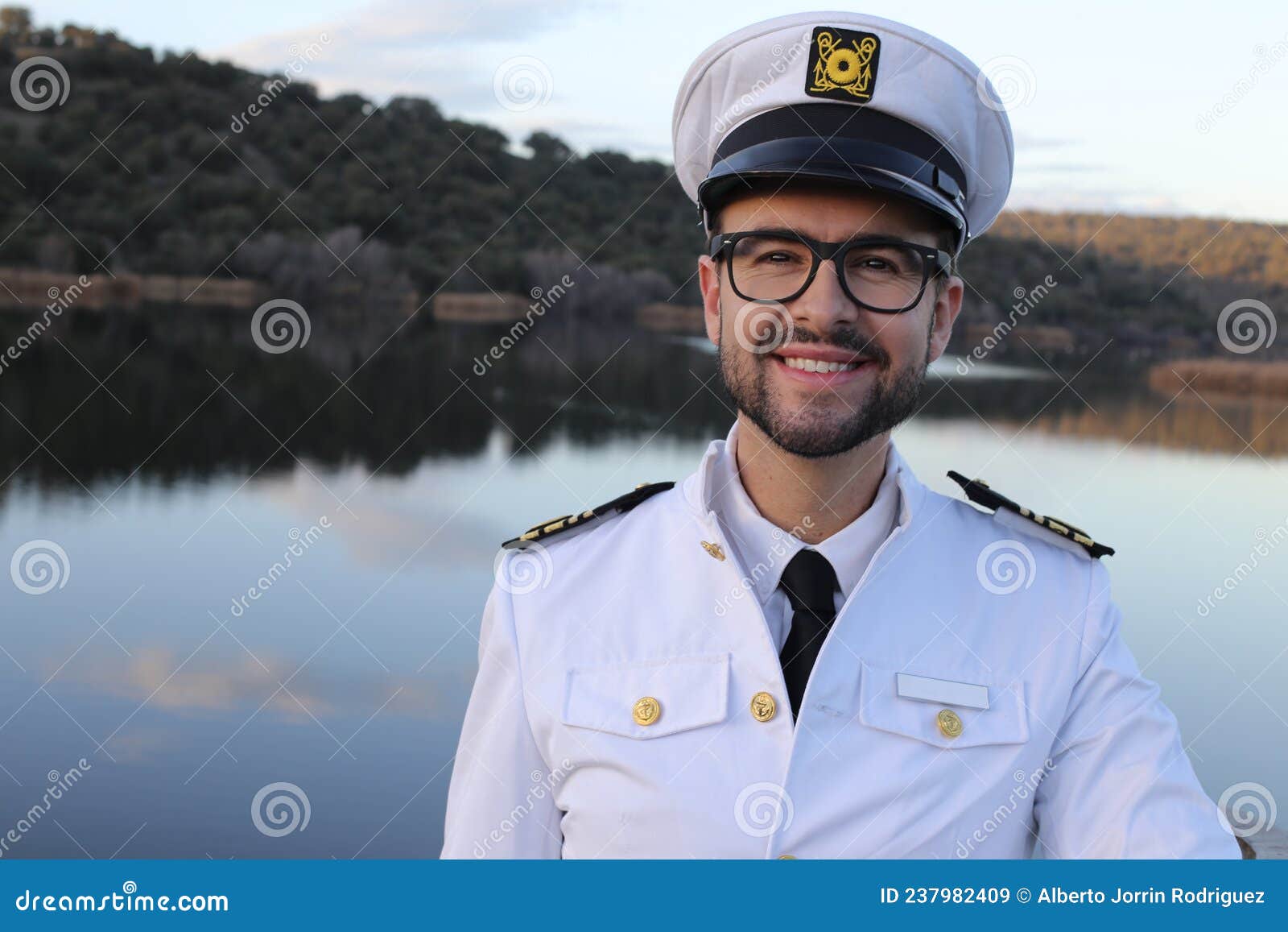 Ship Captain with Elegant Uniform Stock Image - Image of badge ...