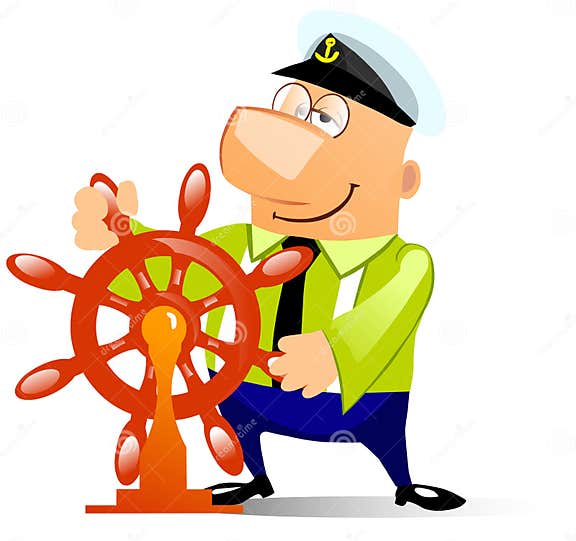 Ship captain at the helm stock illustration. Illustration of people ...