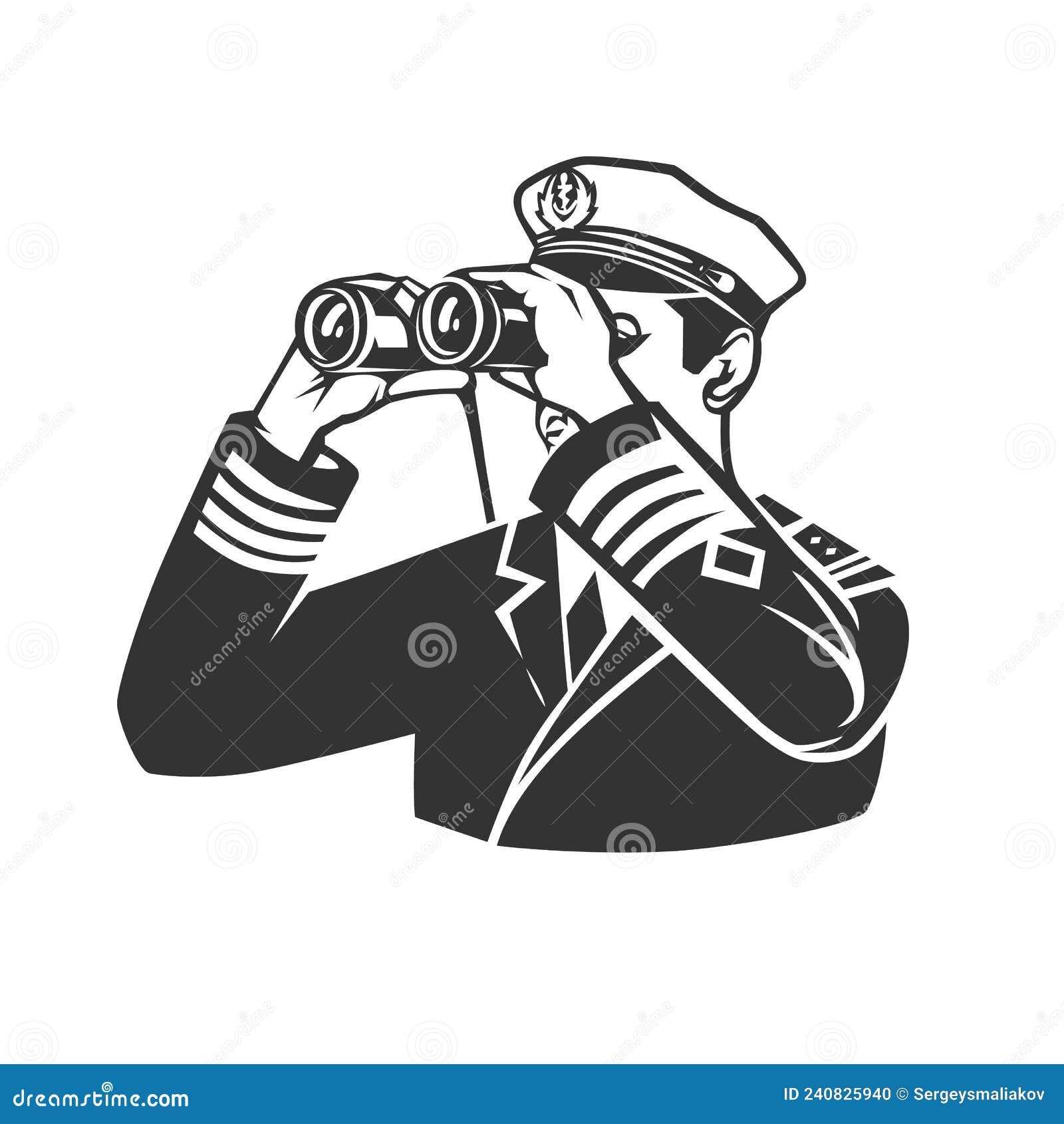 Captain Looking Through Spyglass Cartoon Vector | CartoonDealer.com ...