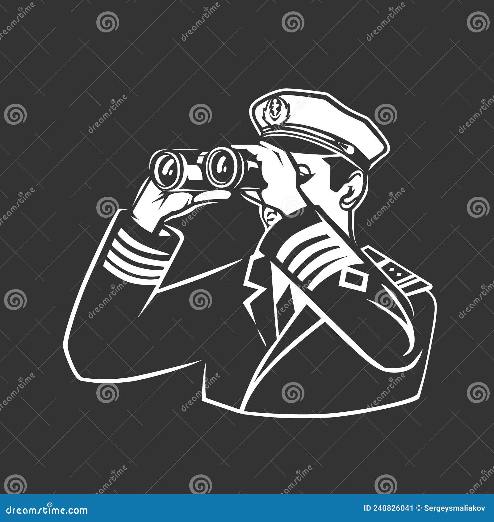 Captain Looking Through Spyglass Cartoon Vector | CartoonDealer.com ...