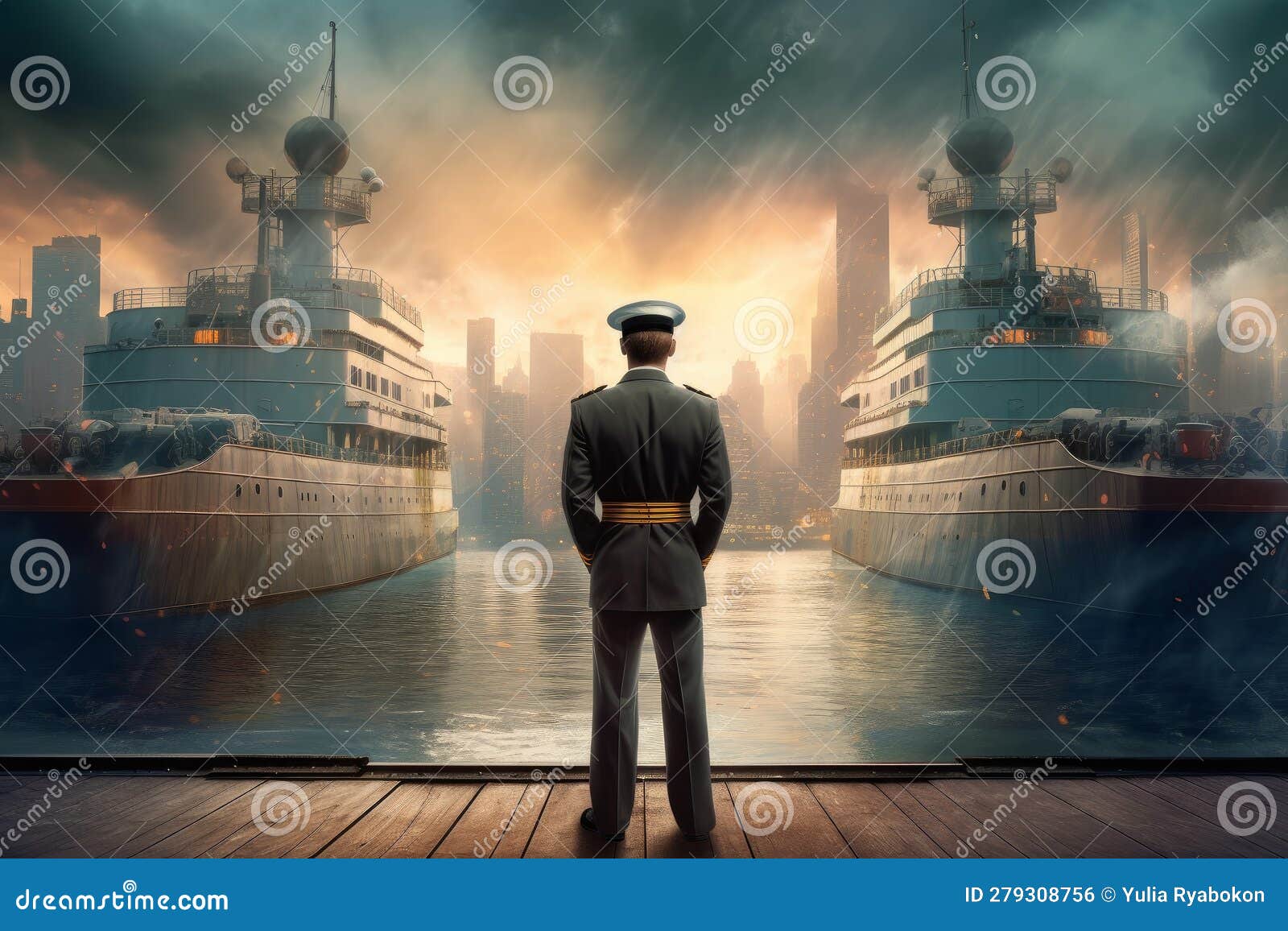 Ship Captain Man. Generate Ai Stock Illustration - Illustration of ...