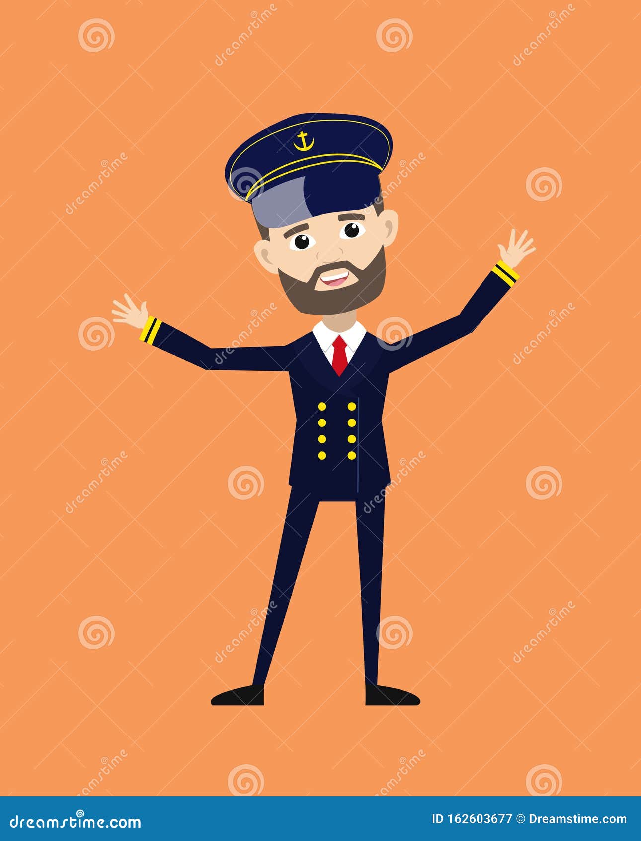 Ship Captain Pilot - in Cheerful Pose Stock Vector - Illustration of ...