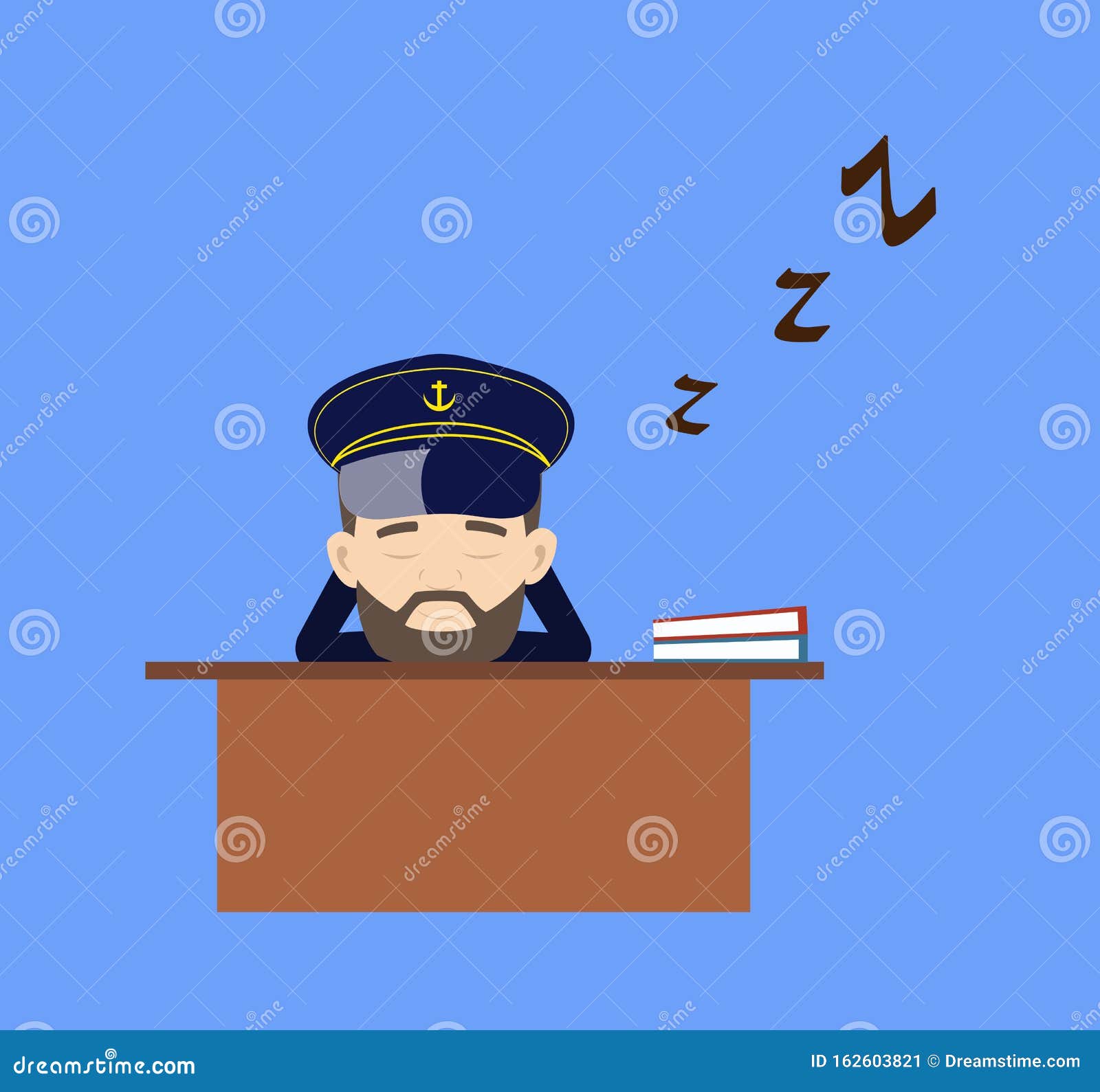 Ship Captain Pilot - Sleeping on Office Desk Stock Vector ...