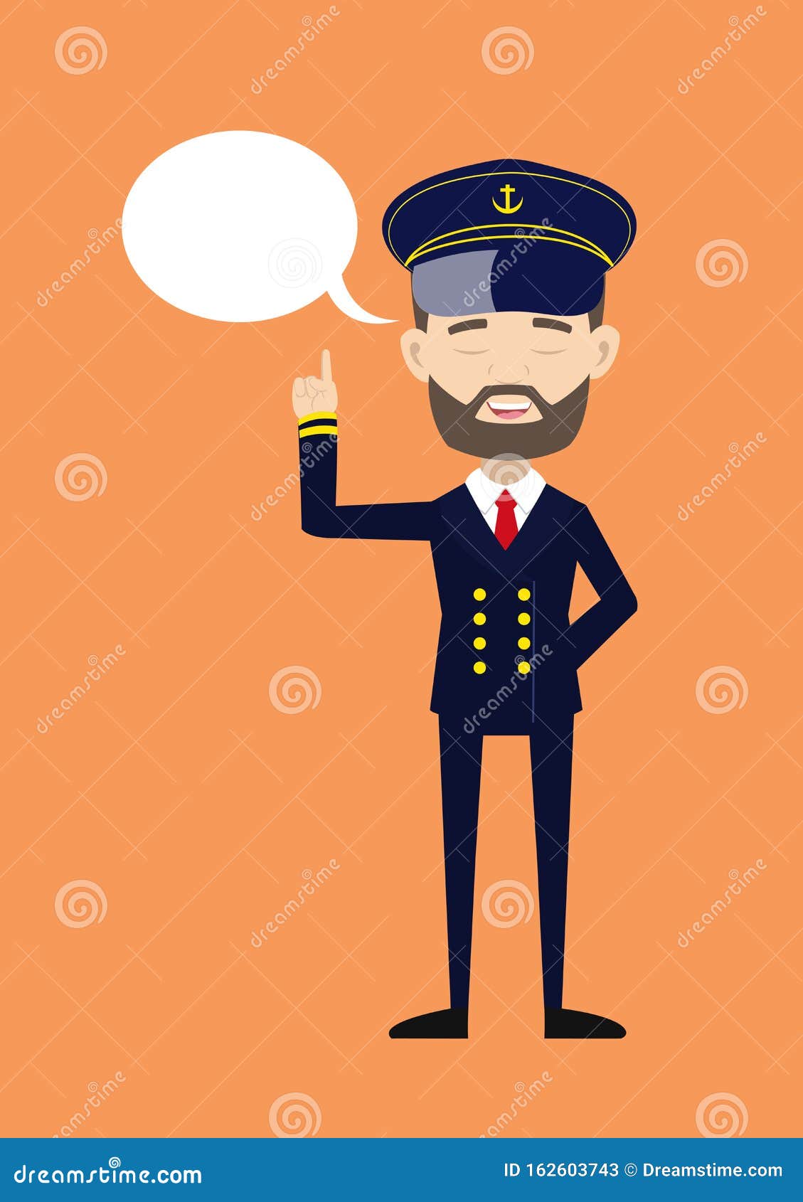 Ship Captain Pilot - Smiling and Pointing To Speech Bubble Stock Vector ...