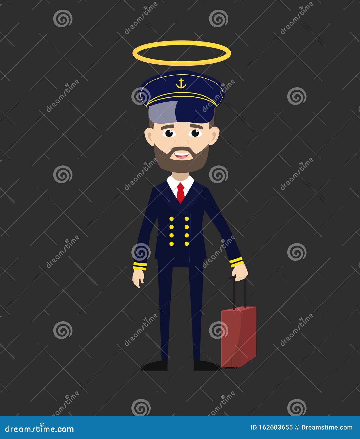Ship Captain Pilot - Standing and Smiling Stock Vector - Illustration ...