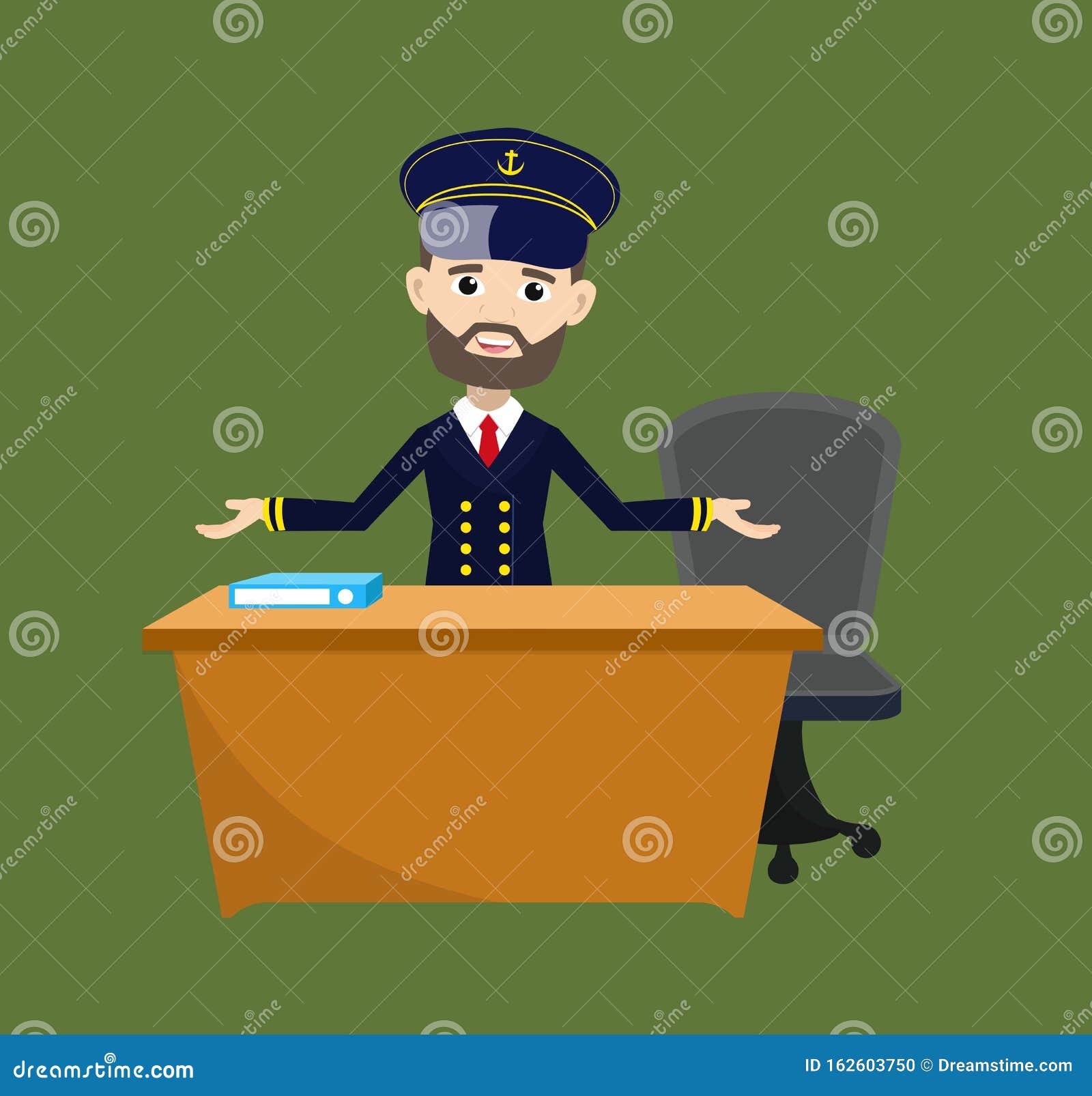 Ship Captain Pilot - Talking with Hand Gesture Stock Vector ...