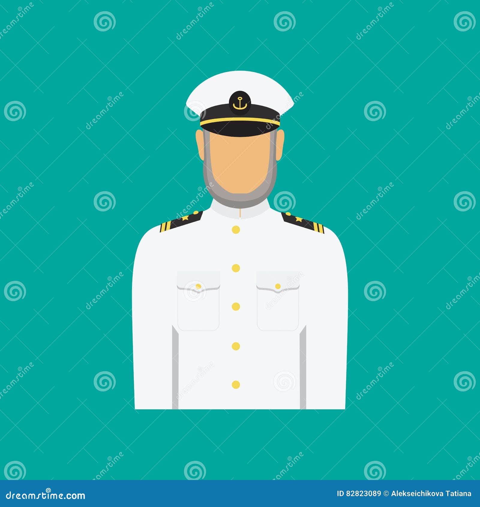 Ship Captain in Uniform in Flat Style. Vector Illustration. Stock ...