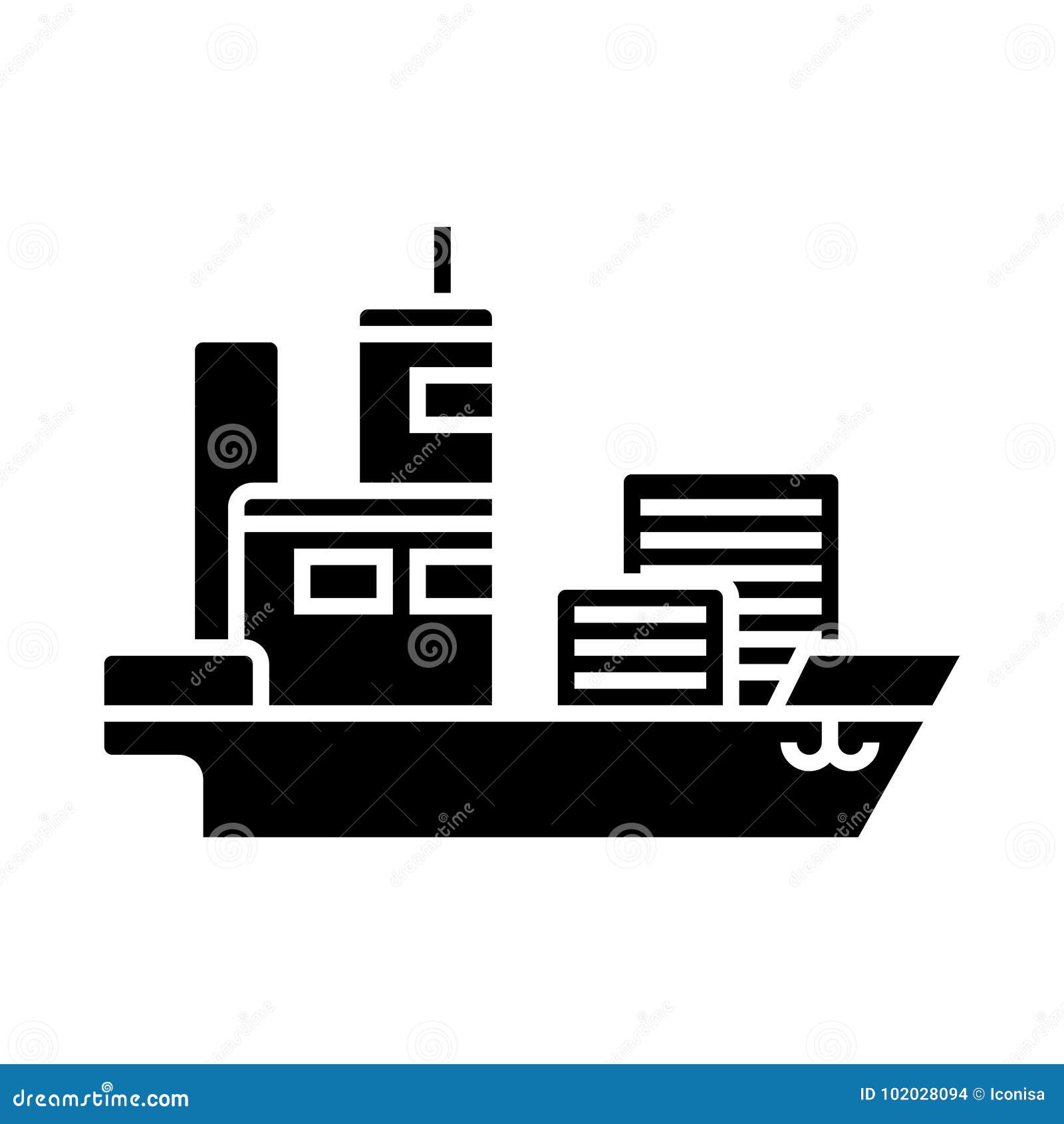 Ship Cargo Container Icon, Vector Illustration, Black Sign on Isolated ...