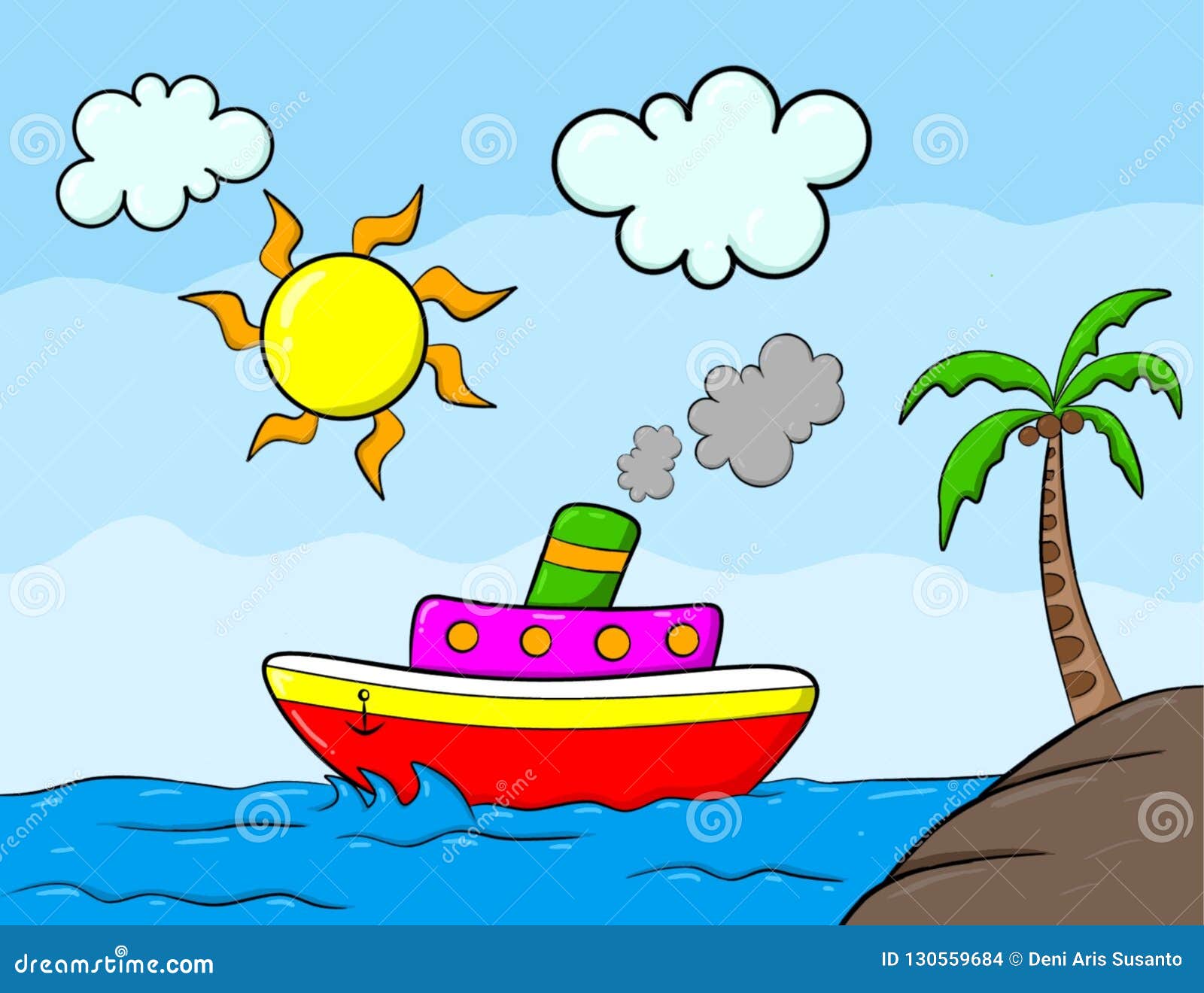 Ship In Cartoon Style, Dot To Dot Game, Coloring Page, Education ...