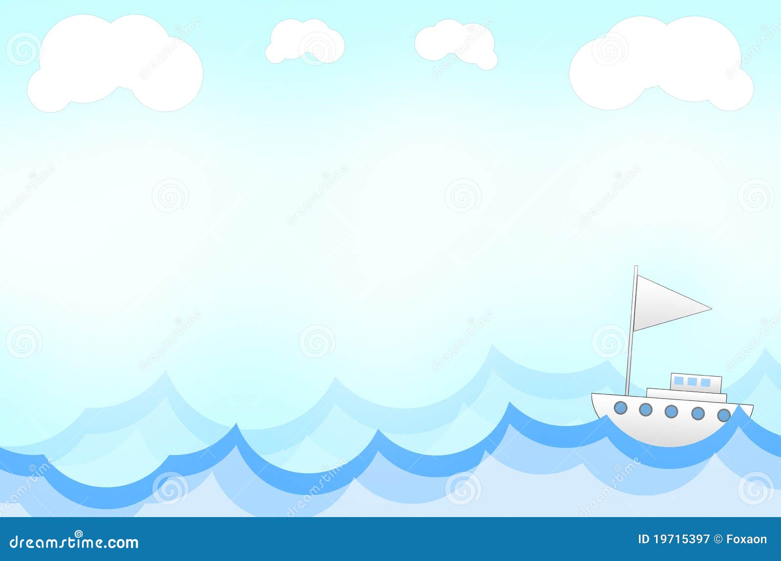 Ship in Cartoon Style Background Stock Illustration - Illustration of ...