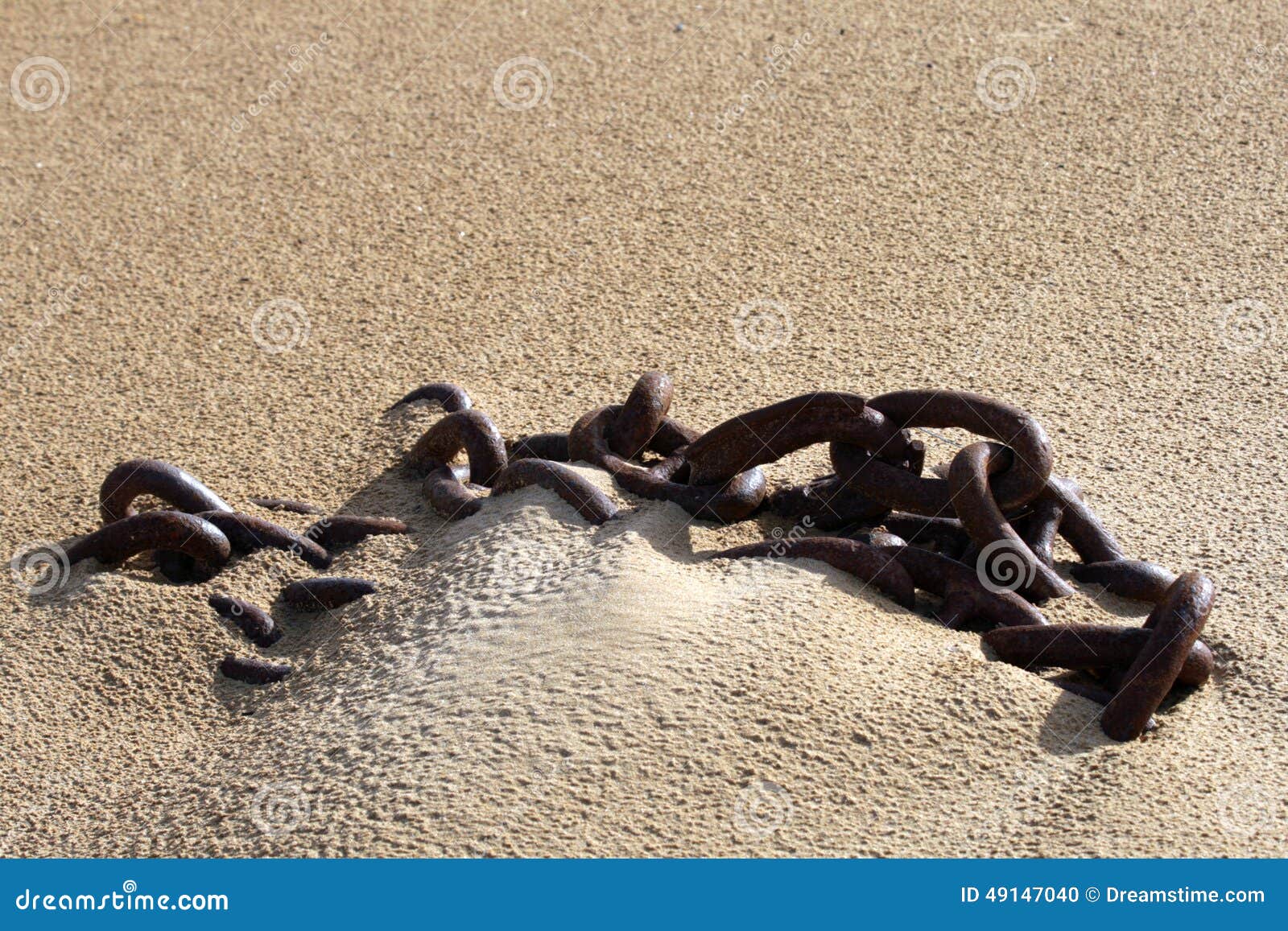 Ship chain on sand stock photo. Image of nautical, dune - 49147040