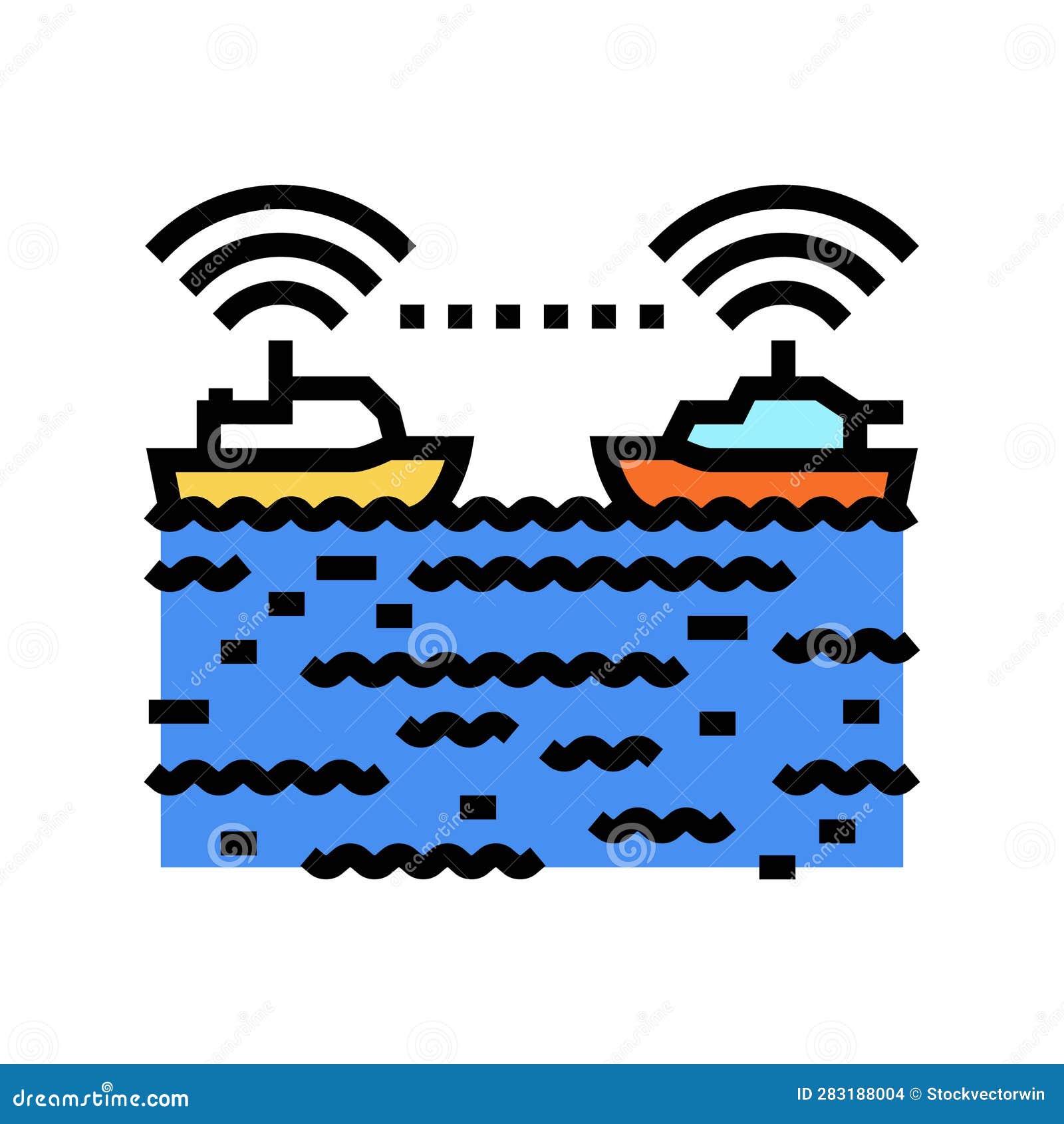 Ship Collision Avoidance Systems Color Icon Vector Illustration Stock ...