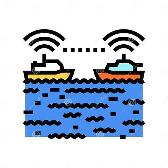 Ship Collision Avoidance Systems Color Icon Vector Illustration Stock ...