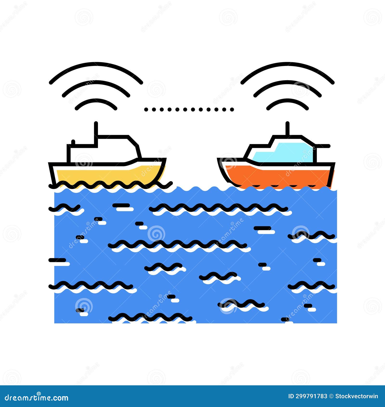 Ship Collision Avoidance Systems Color Icon Vector Illustration Stock ...
