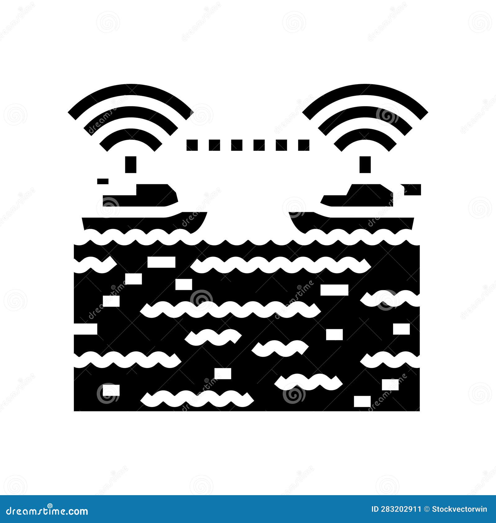 Ship Collision Avoidance Systems Glyph Icon Vector Illustration Stock ...