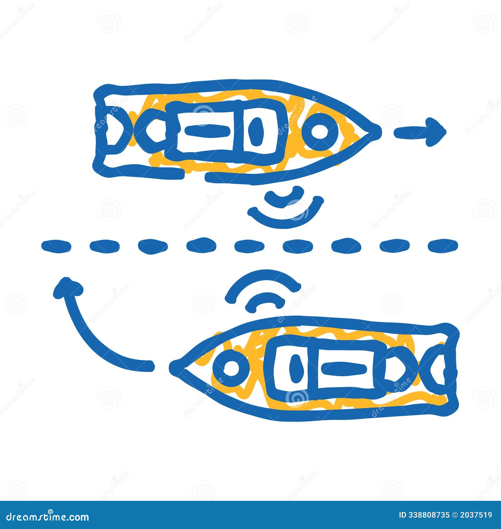 Ship Collision Avoidance Systems Icon Doodle Illustration Stock ...