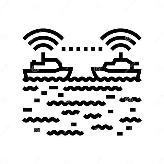 Ship Collision Avoidance Systems Line Icon Vector Illustration Stock ...