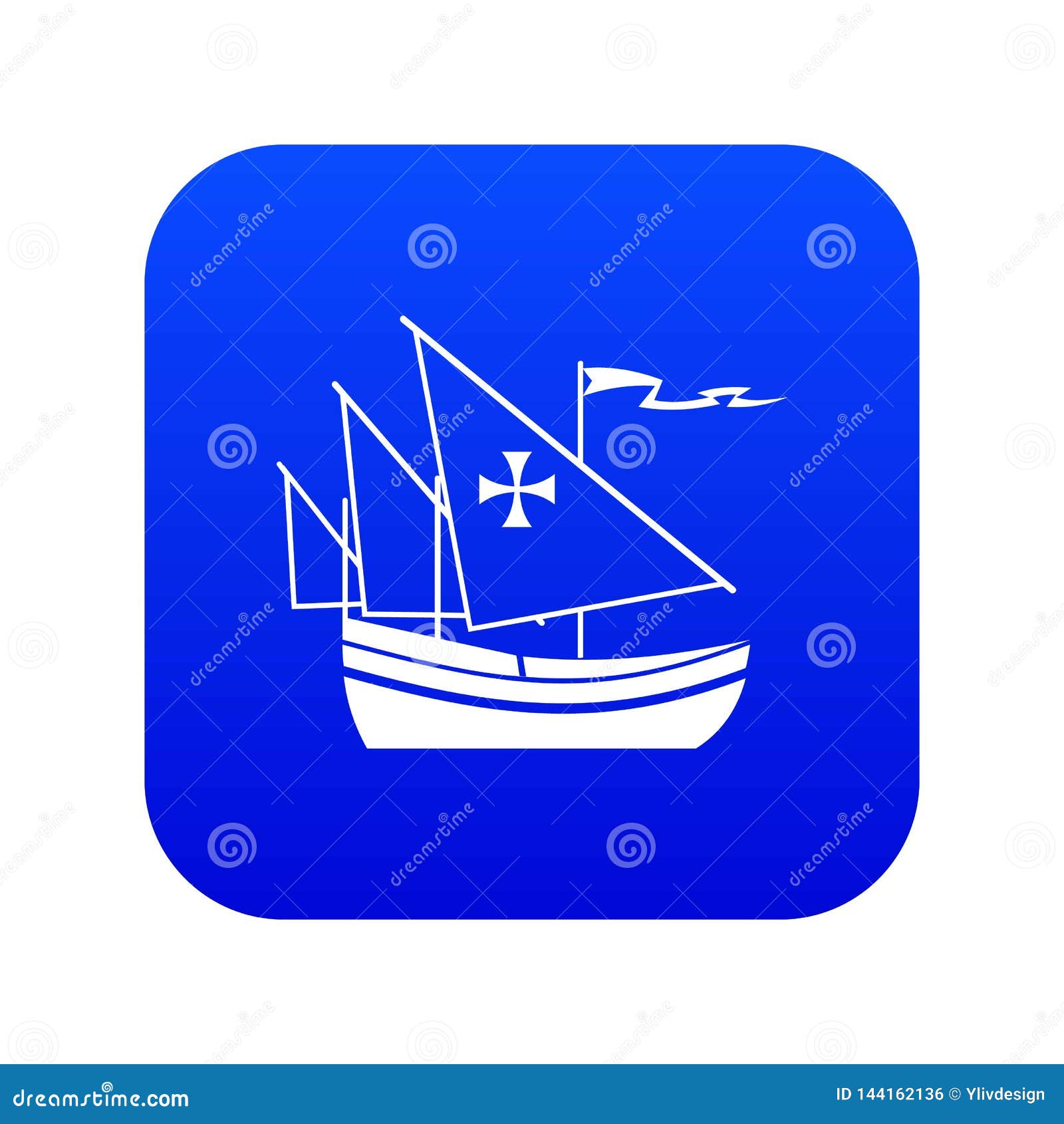 Ship of Columbus Icon Digital Blue Stock Vector - Illustration of ...