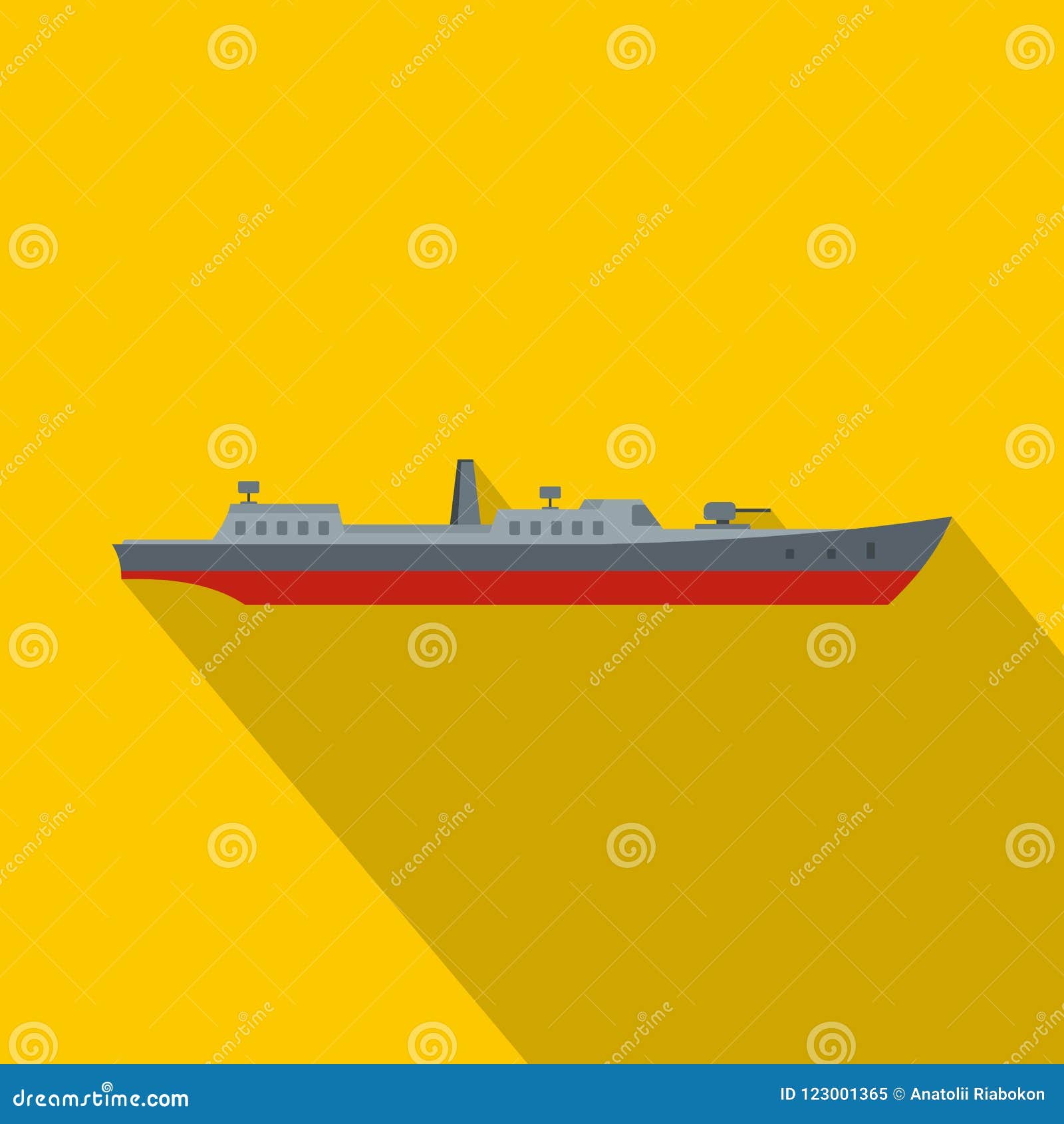 Ship Combat Icon, Flat Style Stock Illustration - Illustration of ...