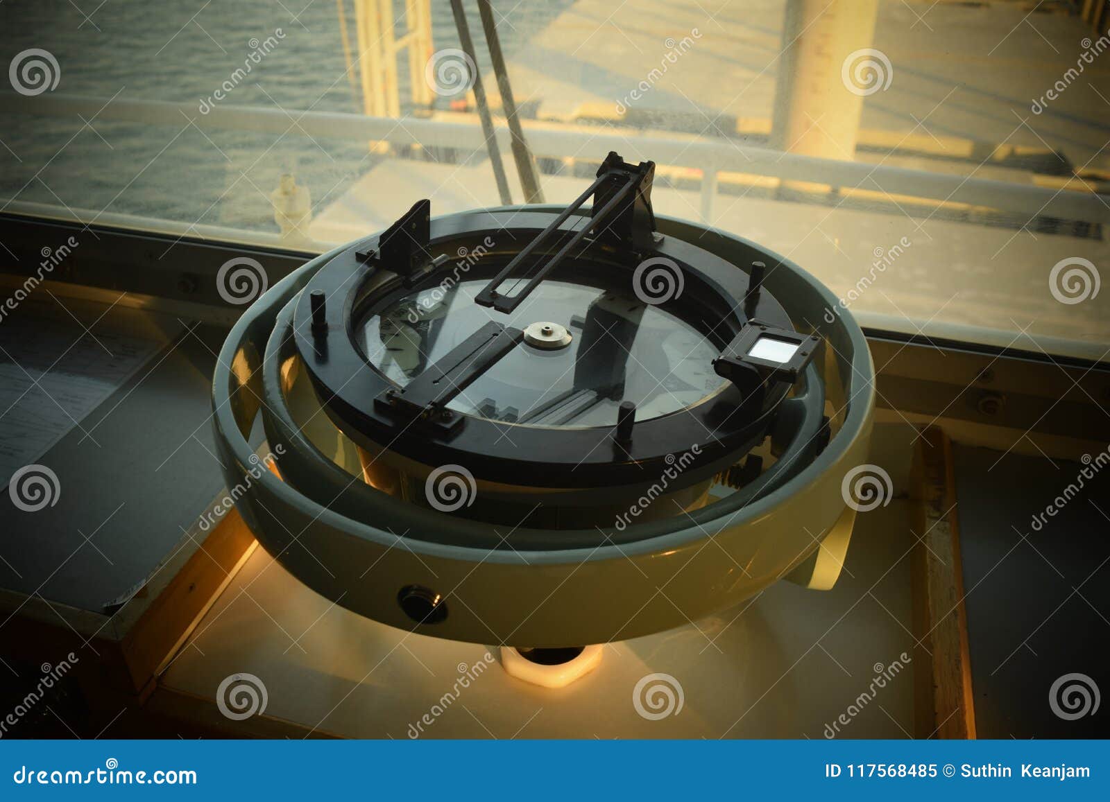 The Vessel Compass on the Bridge Room Stock Image - Image of bridge ...