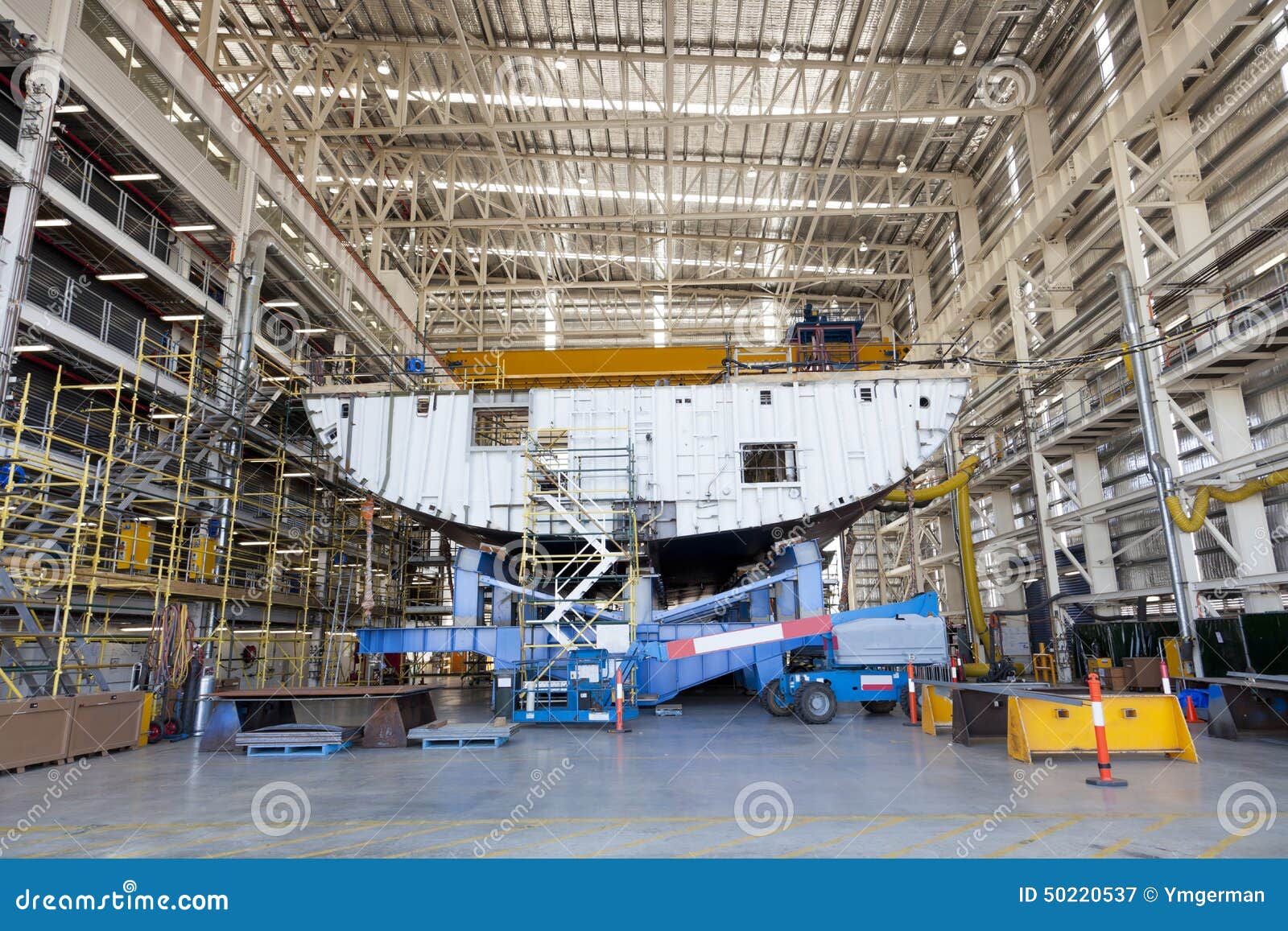 Ship Construction in a Shipyard Stock Image - Image of crane ...