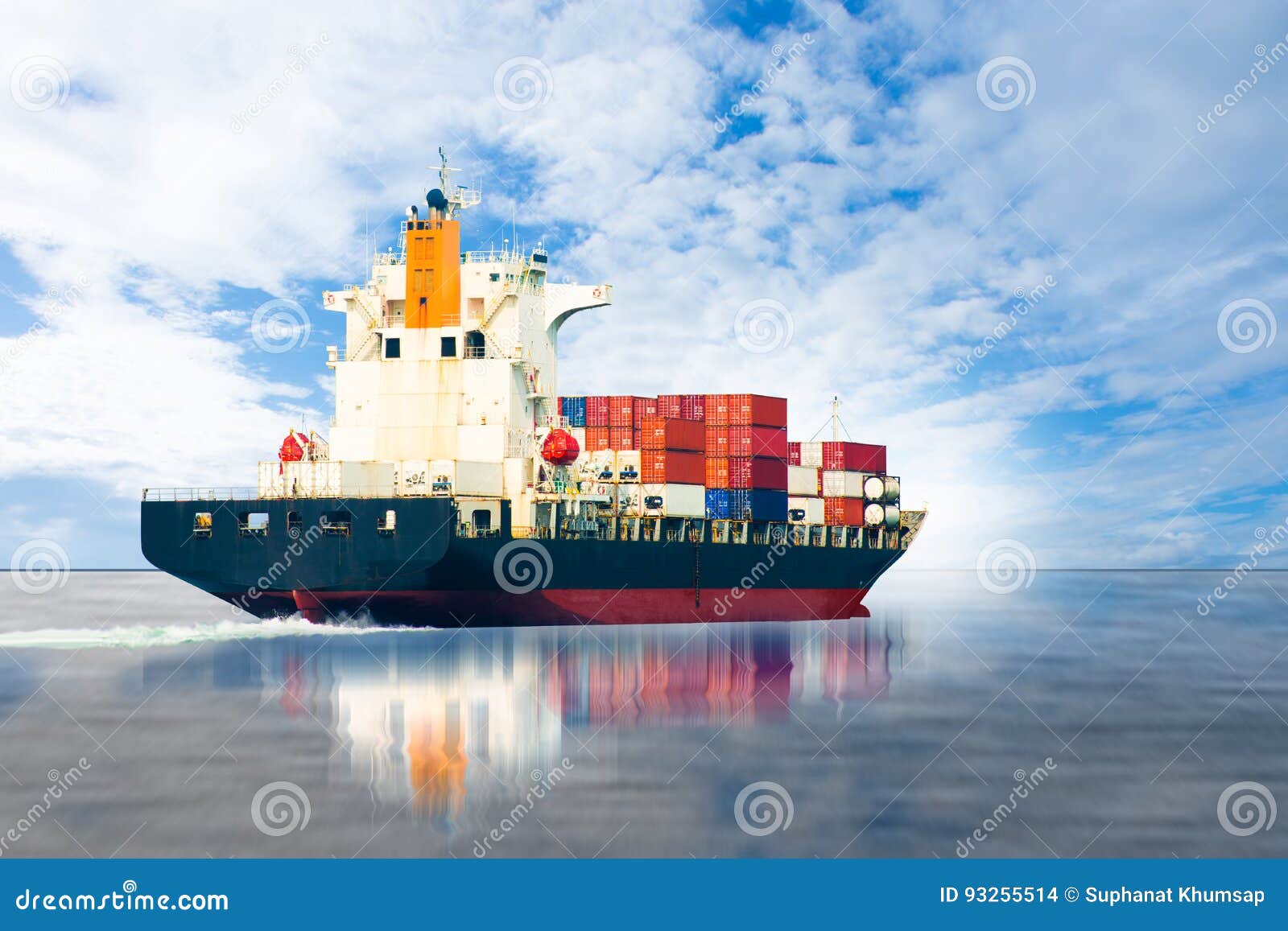 Ship with Container Import & Export Big Box To Dock. Stock Photo ...