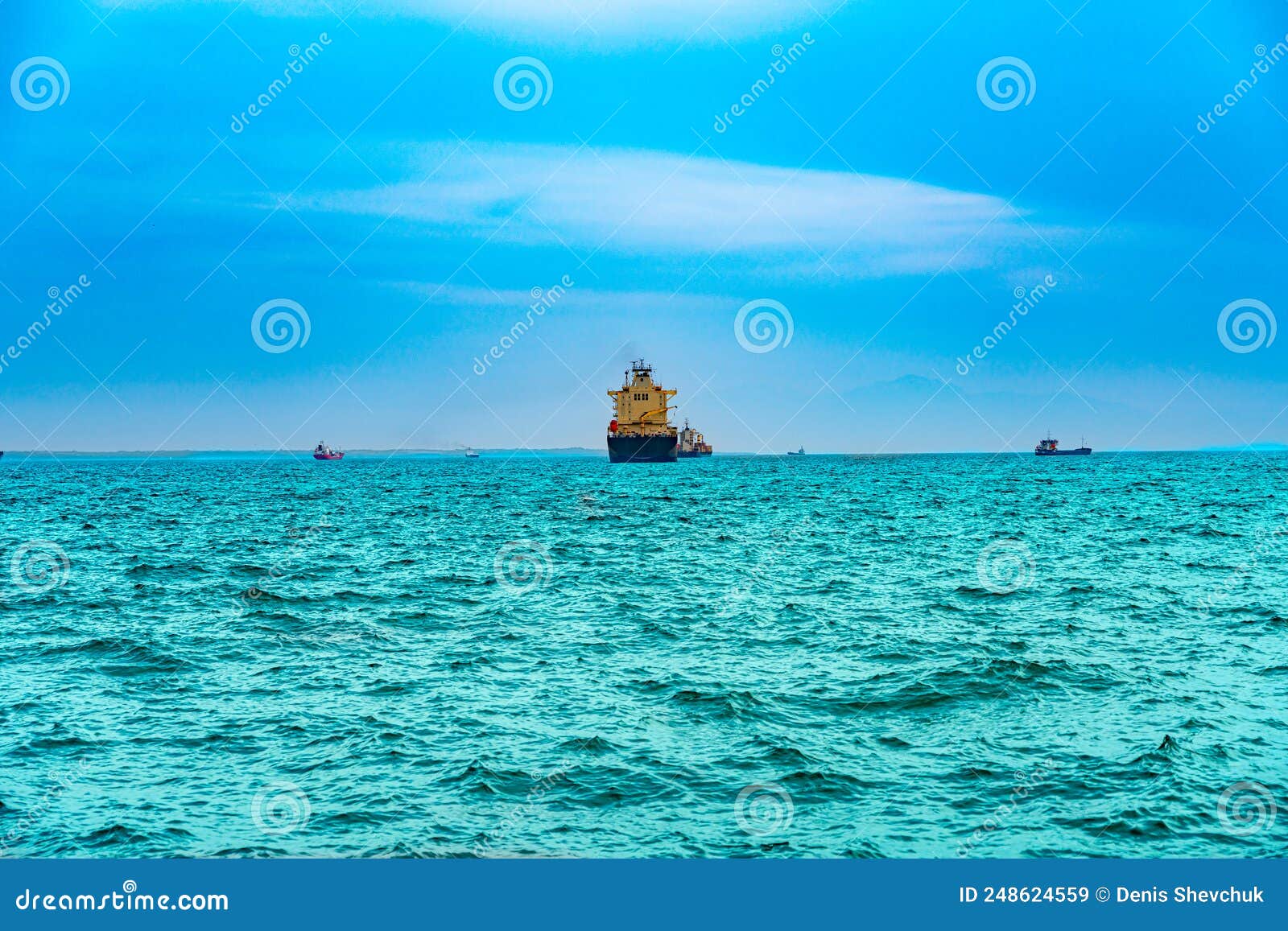 Ship Container Ship on the High Seas View from the Stern Stock Image ...