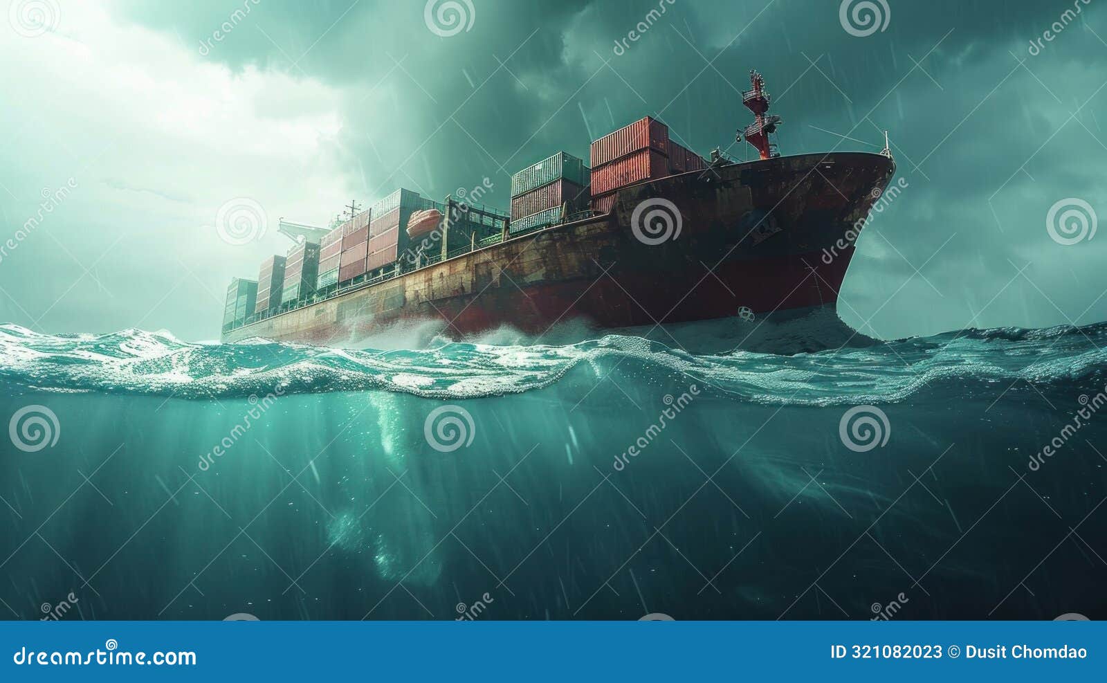 Ship in Container Storm Sinking Stock Image - Image of space, waves ...