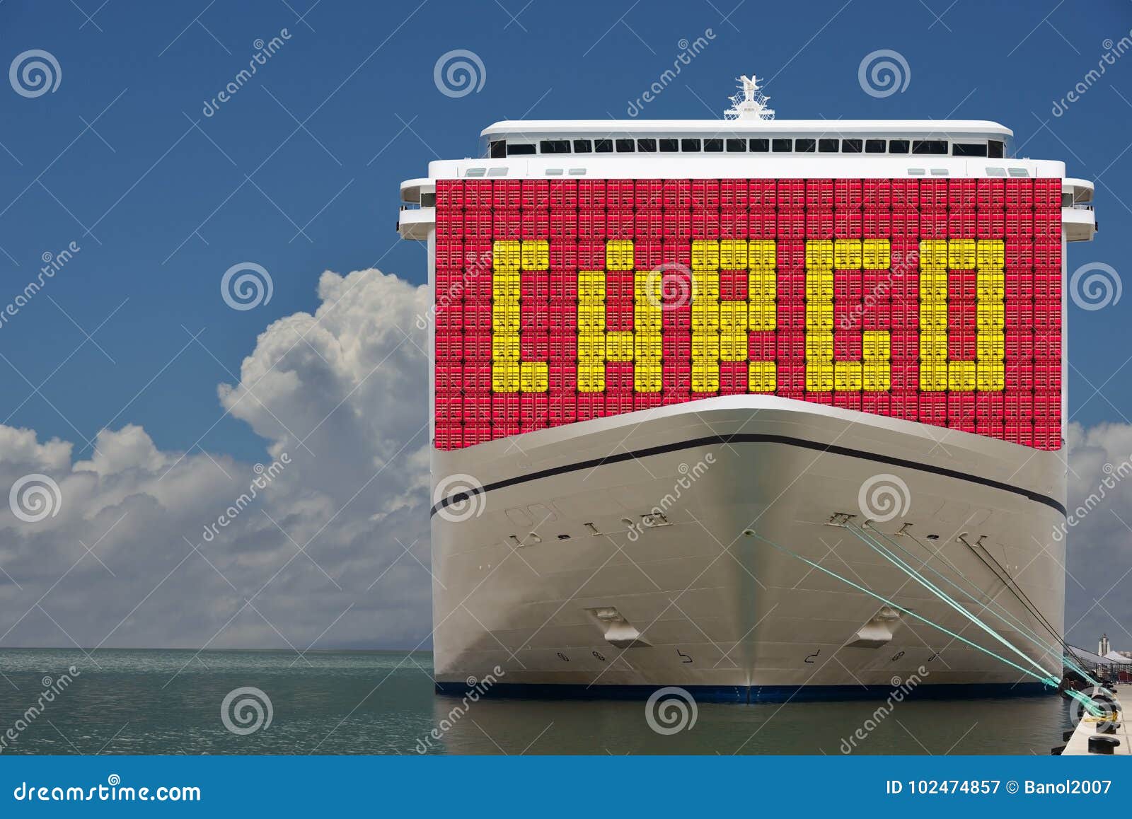 Ship with Containers & CARGO Text on. Stock Image - Image of isolated ...