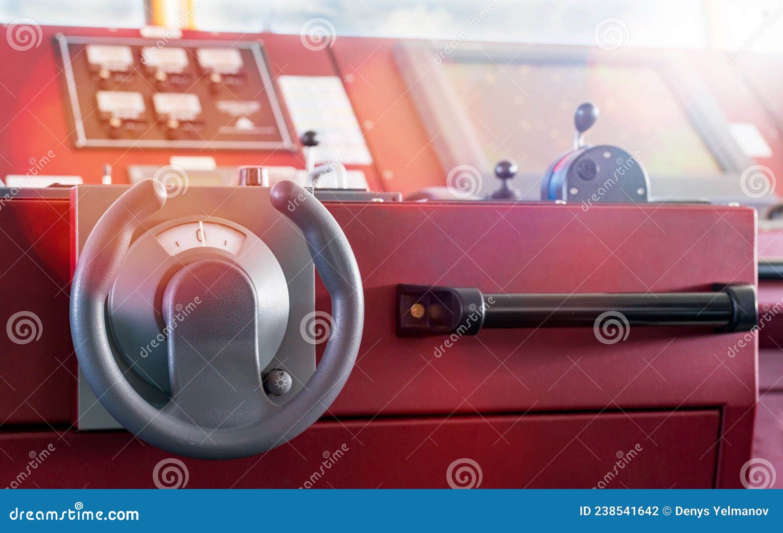 Ship Control Board. Wheelhouse Helm, Vessel Bridge Stock Photo - Image ...