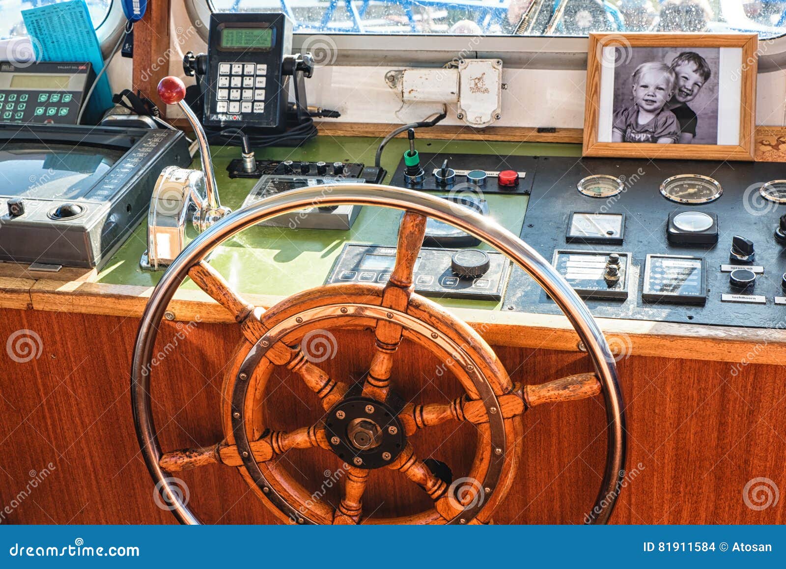 The Ship Control Panel In Wheelhouse Of The Old Ship Stock Photography ...