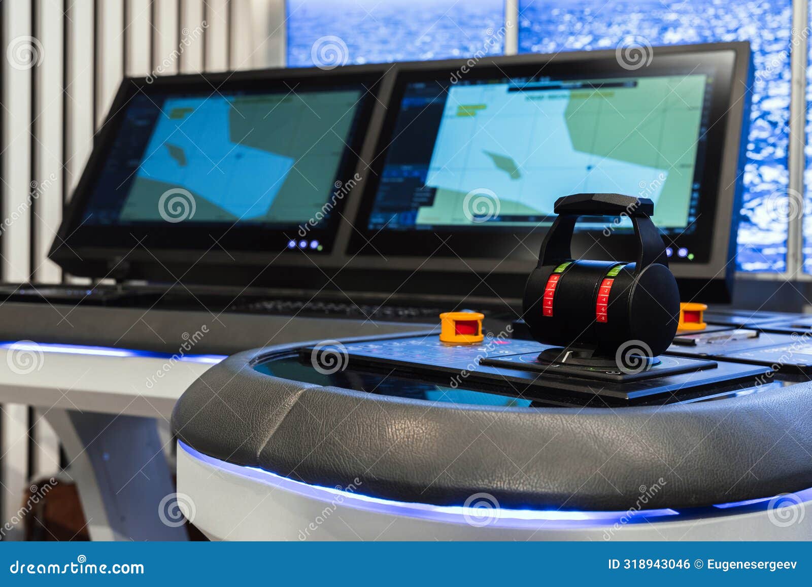 Ship Control Panel with the Engine Accelerator and Digital Screens ...