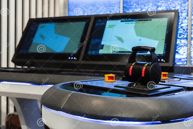 Ship Control Panel with the Engine Accelerator and Digital Screens ...