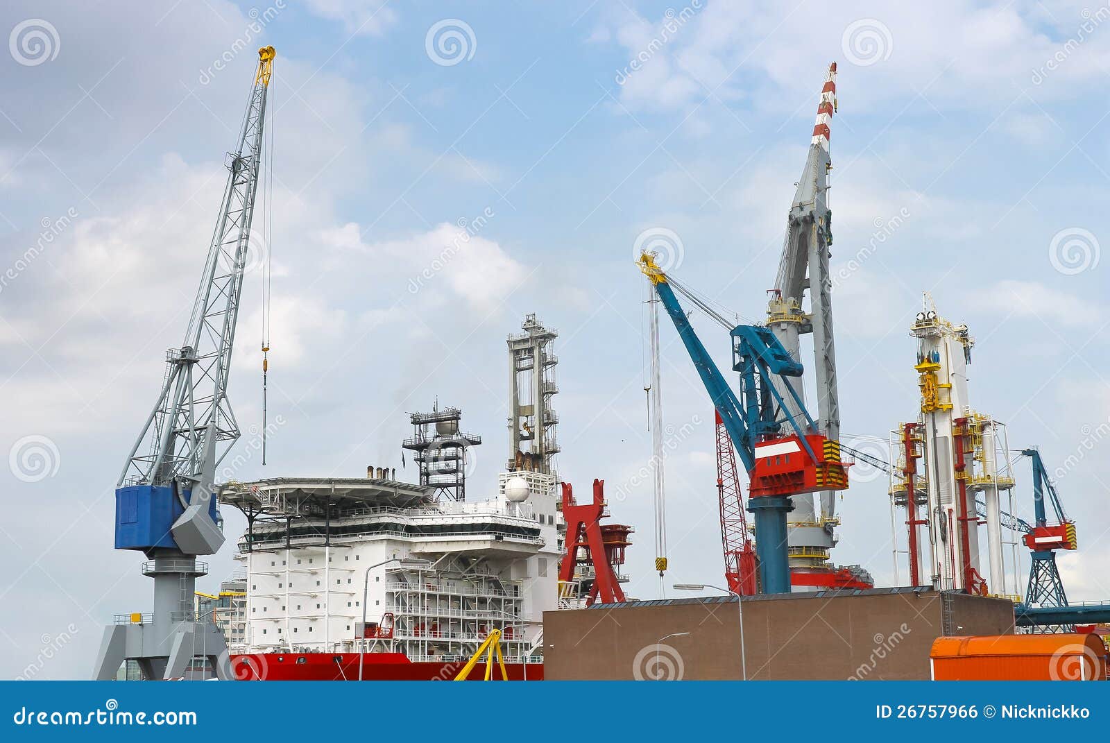 Ship and crane in shipyard stock photo. Image of container - 26757966