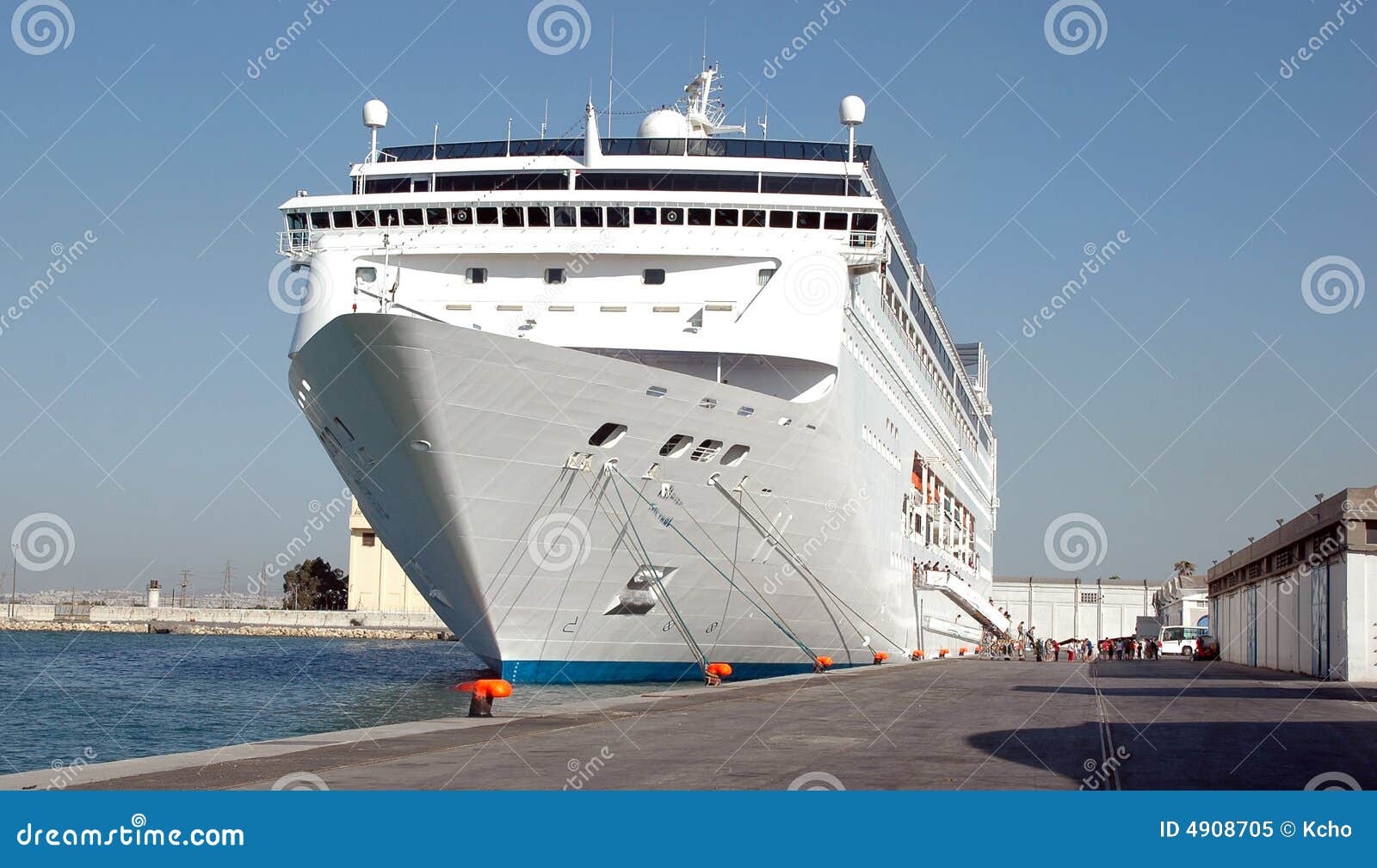 Ship Port Piers On Sea Beach Against Beautiful Dusky Sky And Coconut ...
