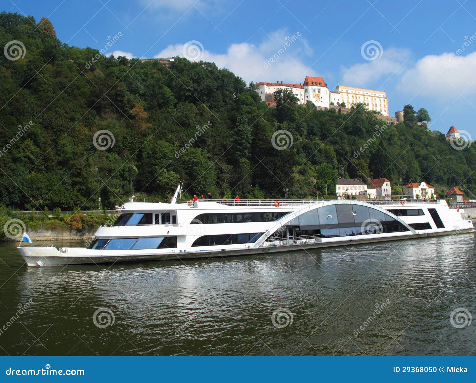 Ship on Danube River Under the Old Castle Stock Photo - Image of ...
