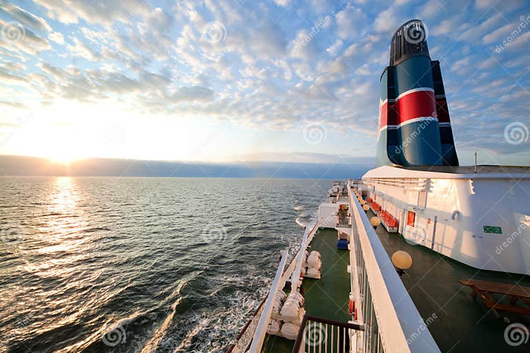 Ship Deck, Board View, Ocean at Sunset Stock Photo - Image of modern ...
